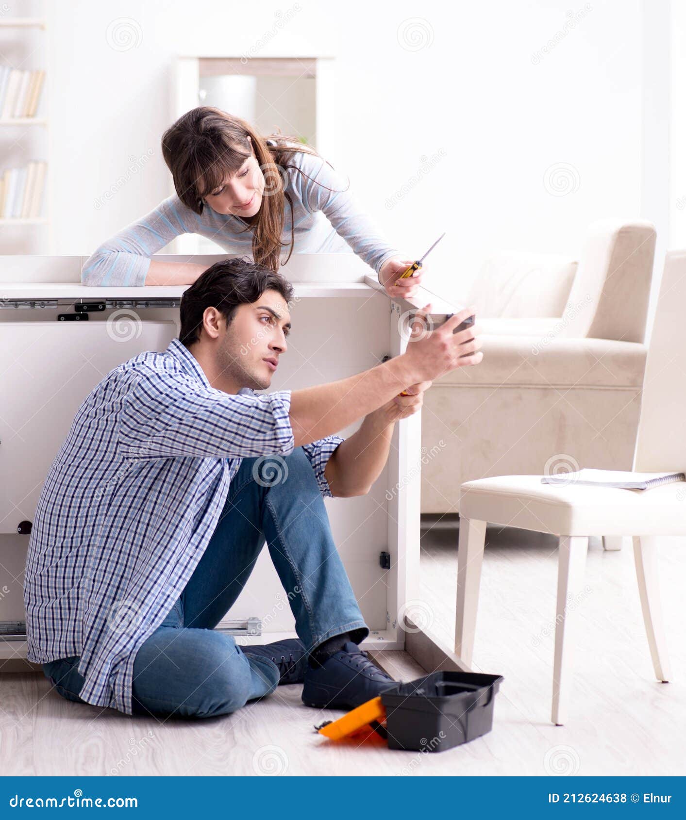 Husband Repairing Broken Table at Home Stock Photo - Image of service ...
