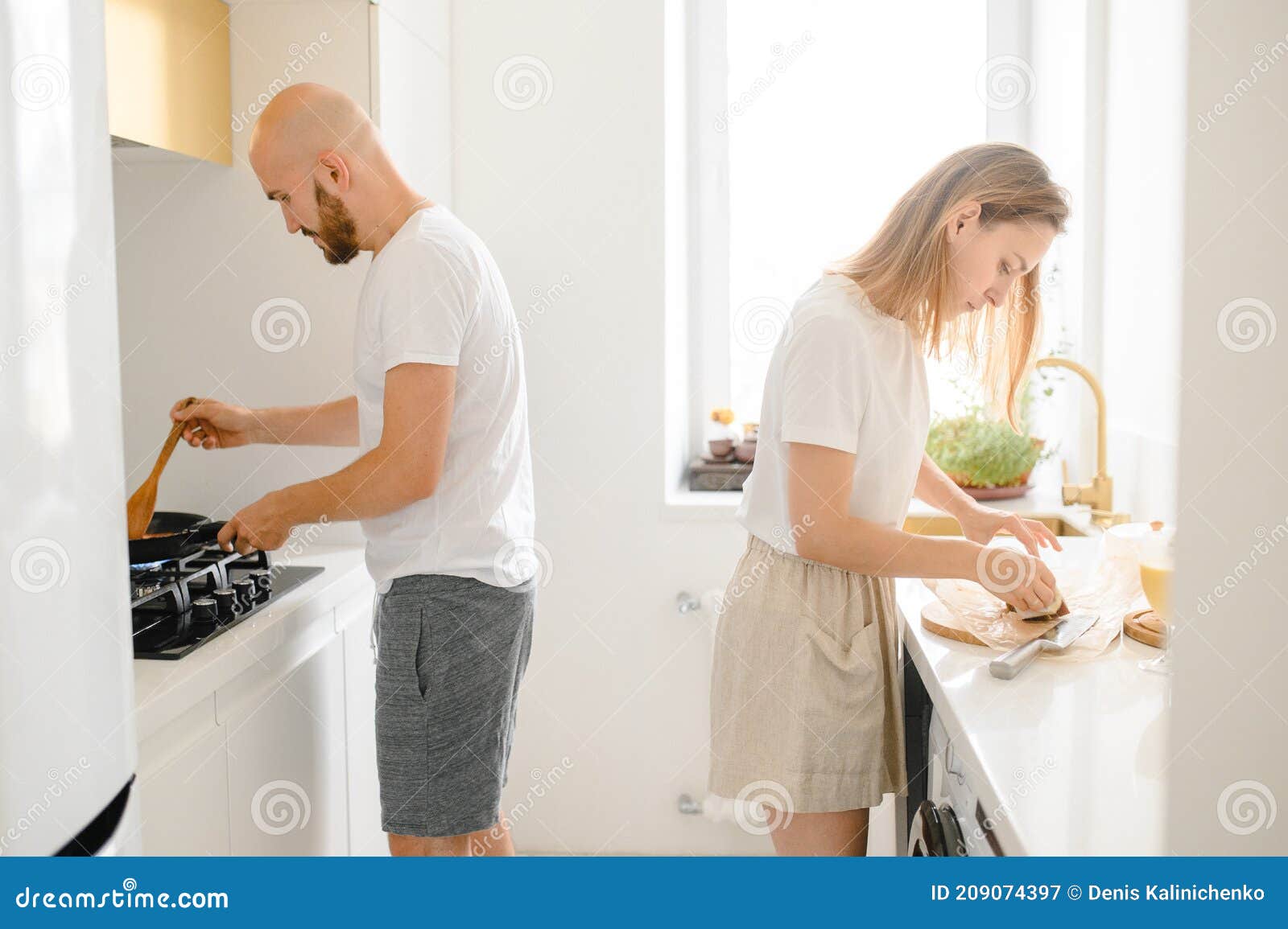 Husband and Wife Cooking in the Kitchen Stock Image - Image of leisure ...