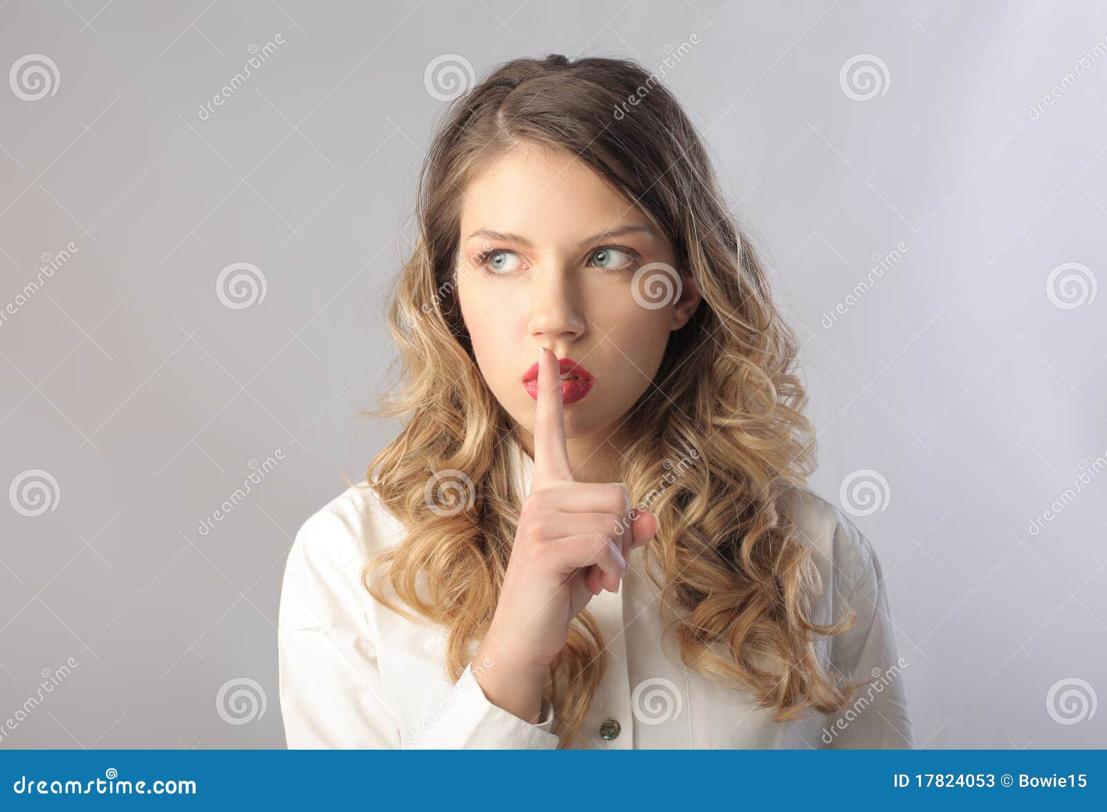 Hush stock image. Image of mouth, blonde, finger, portrait - 17824053