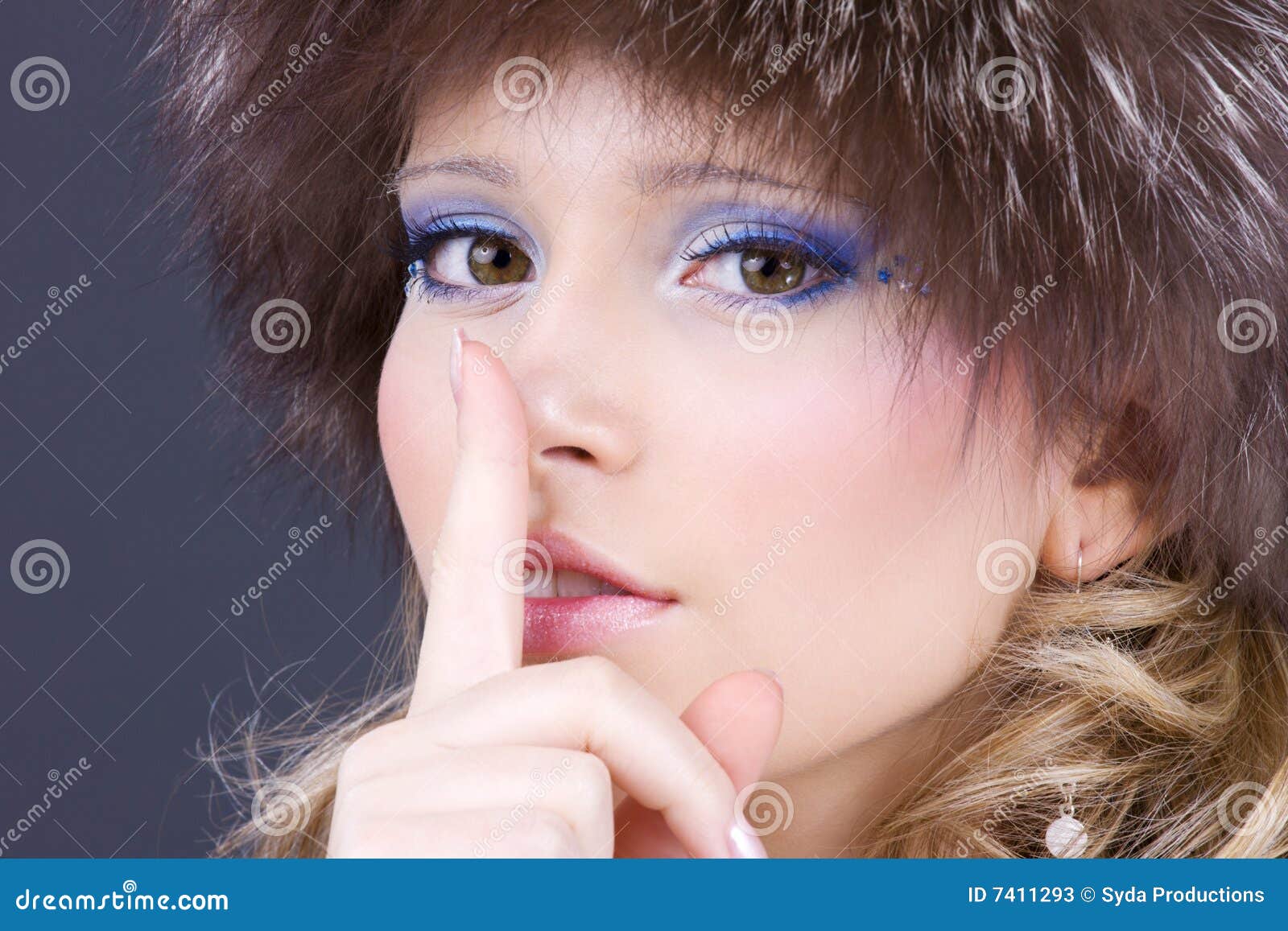 Hush stock image. Image of lips, expression, hand, lovely - 7411293