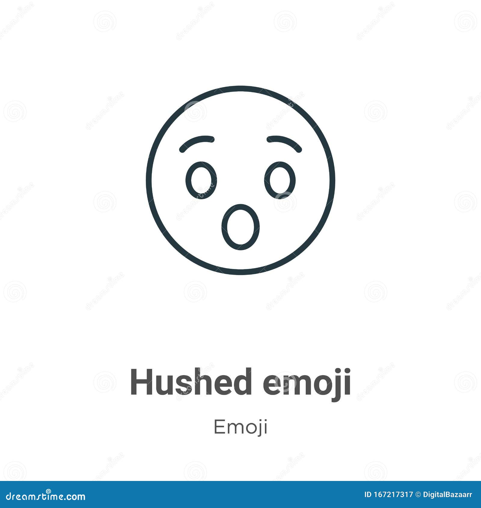 Hushed Emoji Outline Vector Icon. Thin Line Black Hushed Emoji Icon ...