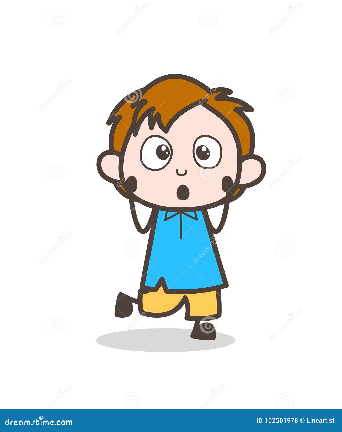 Hushed Face Expression - Cute Cartoon Kid Vector Stock Illustration ...