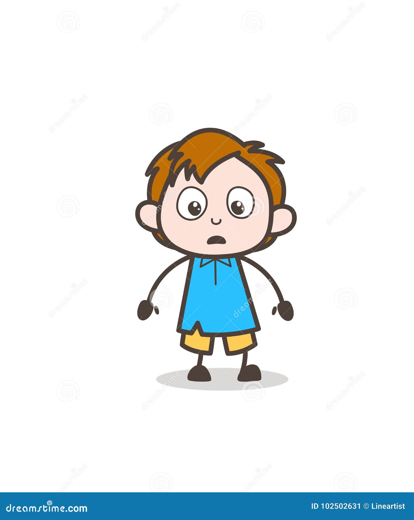 Hushed Face Expression - Cute Cartoon Kid Vector Stock Illustration ...
