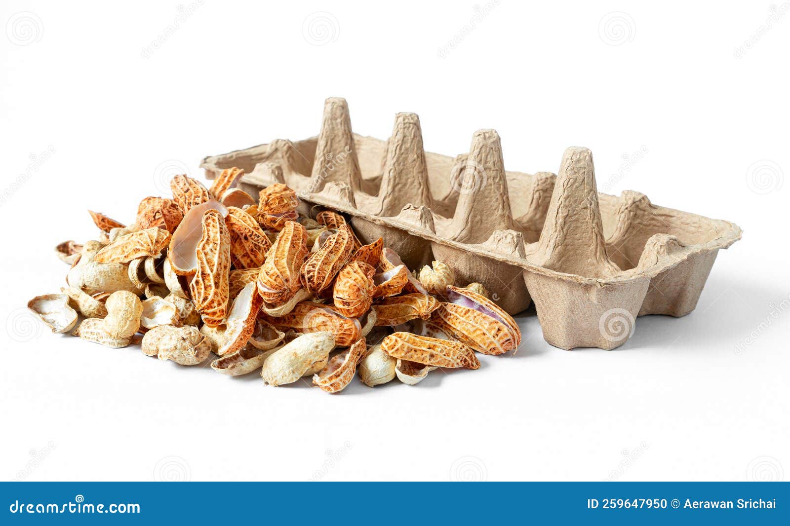 Husk of Peanuts with Empty Egg Carton Box. Stock Photo - Image of ...