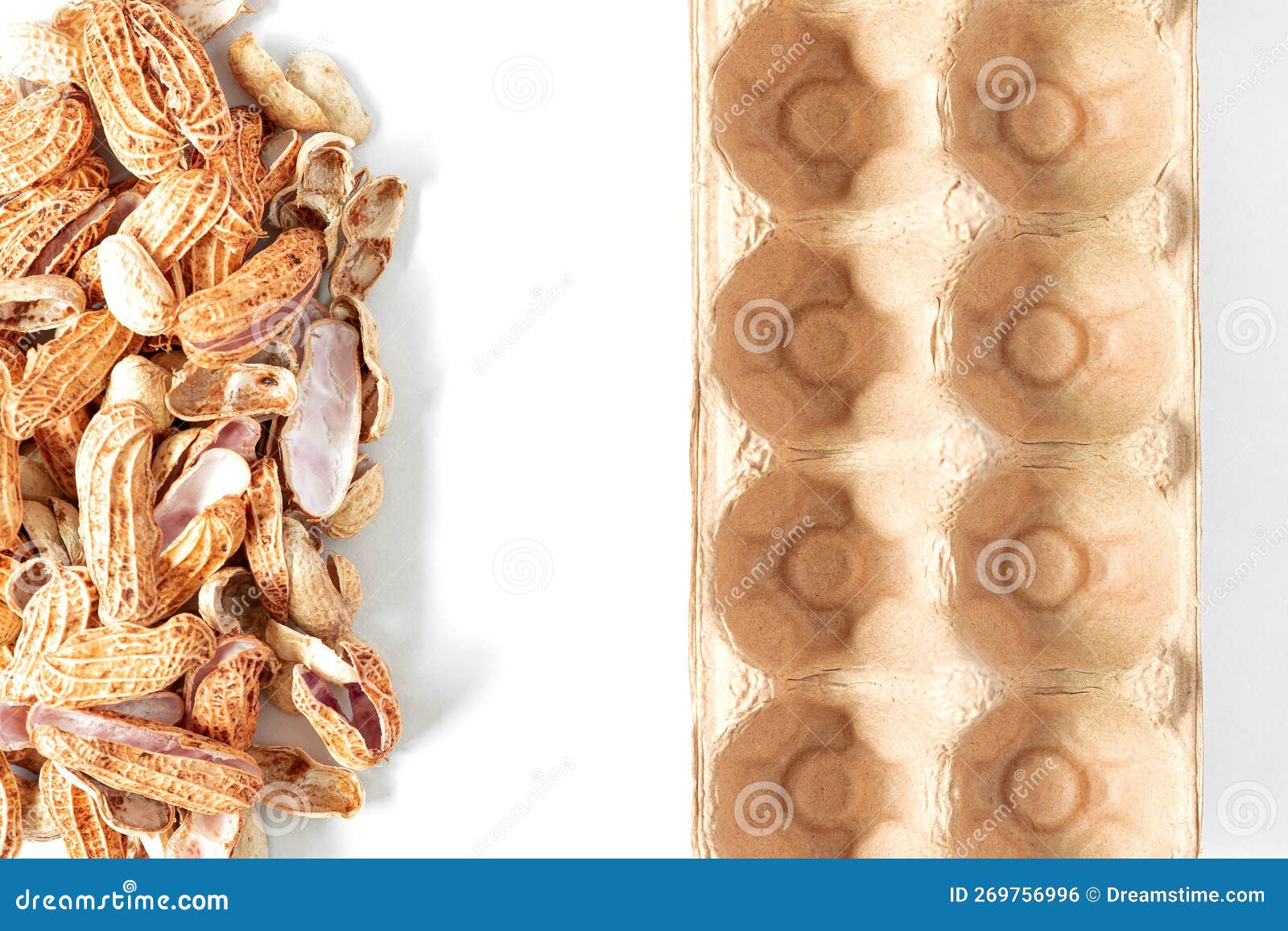 Husk of Peanuts with Empty Egg Carton Boxes. Stock Photo - Image of ...