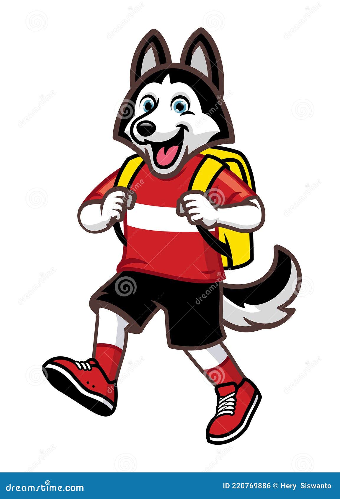 Husky Dog Cartoon Back To School Stock Vector - Illustration of school ...