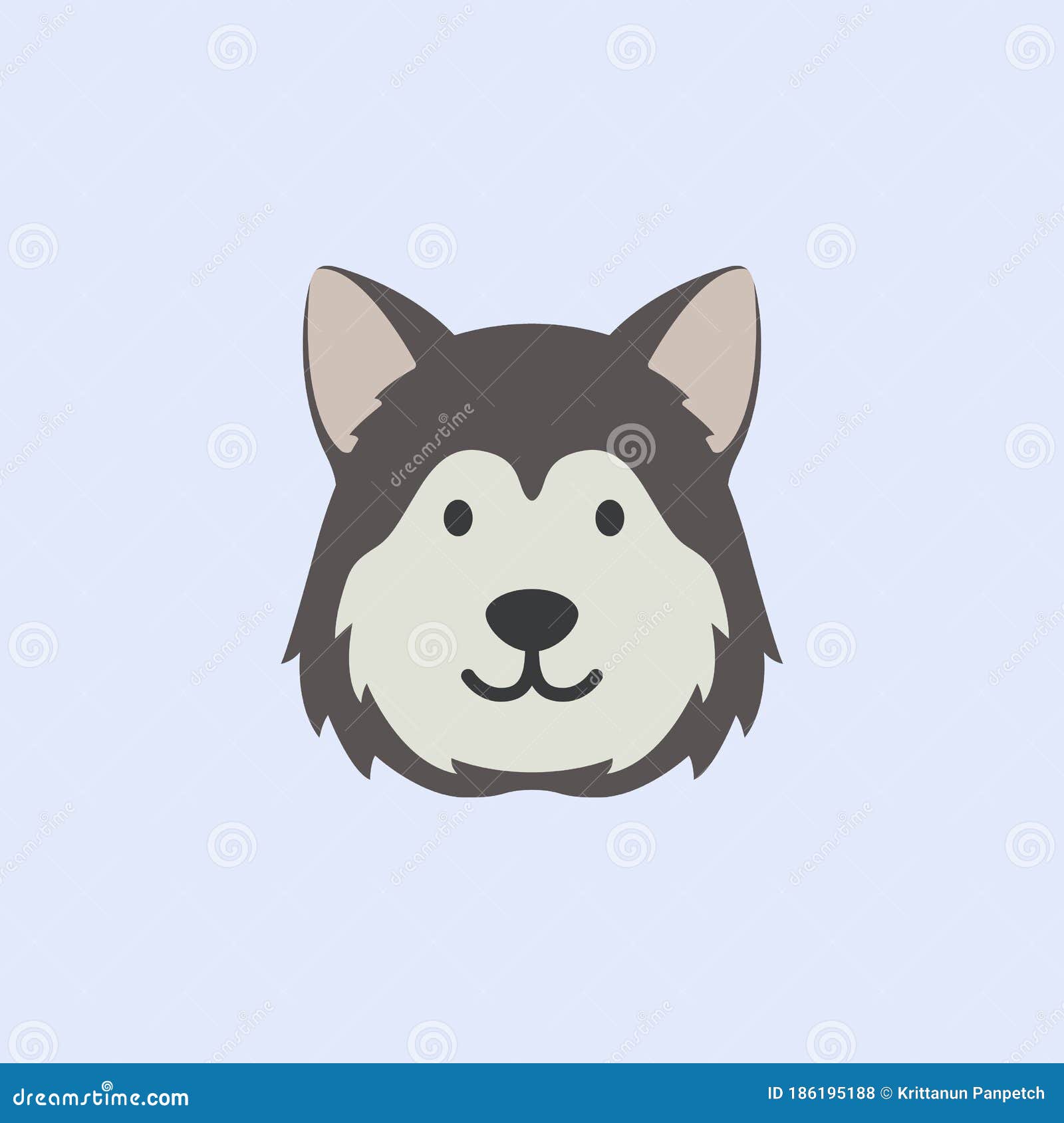 Husky Dog Face. Cute Vector Illustration. Stock Vector - Illustration ...
