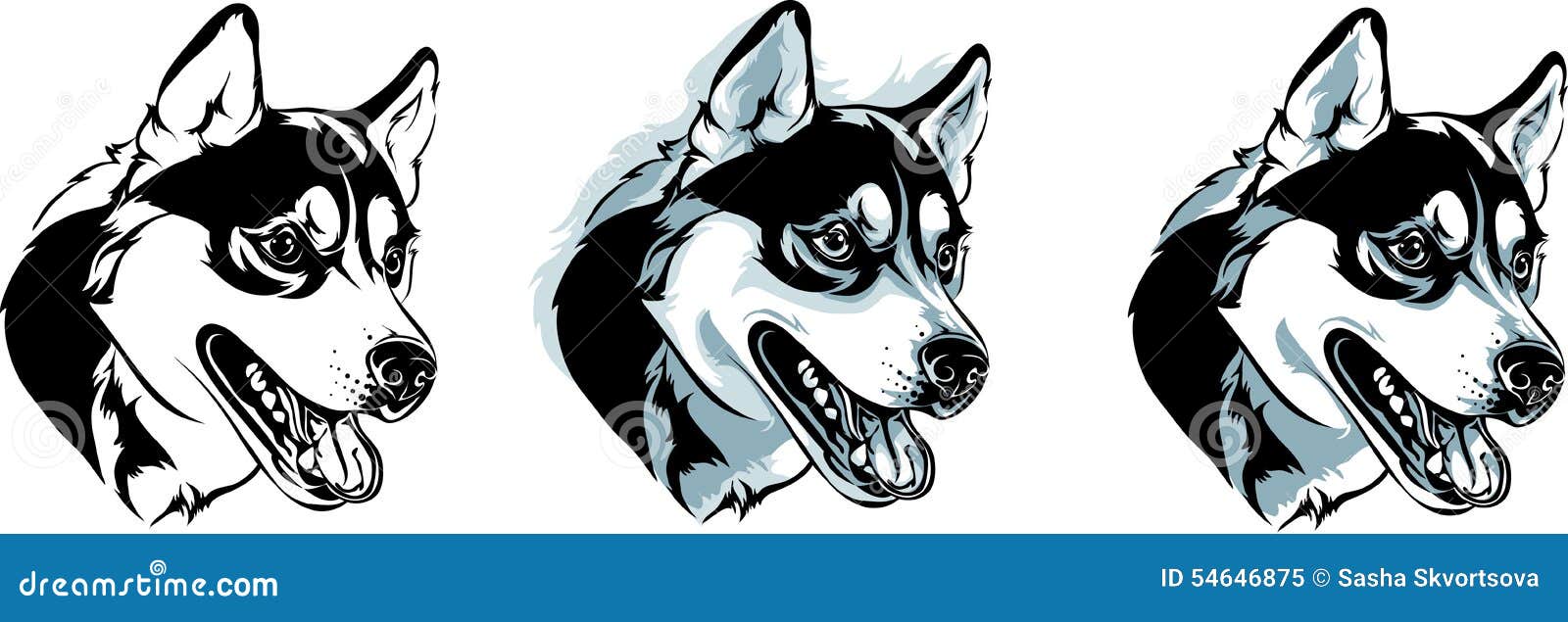 Husky dog head options stock vector. Illustration of look - 54646875