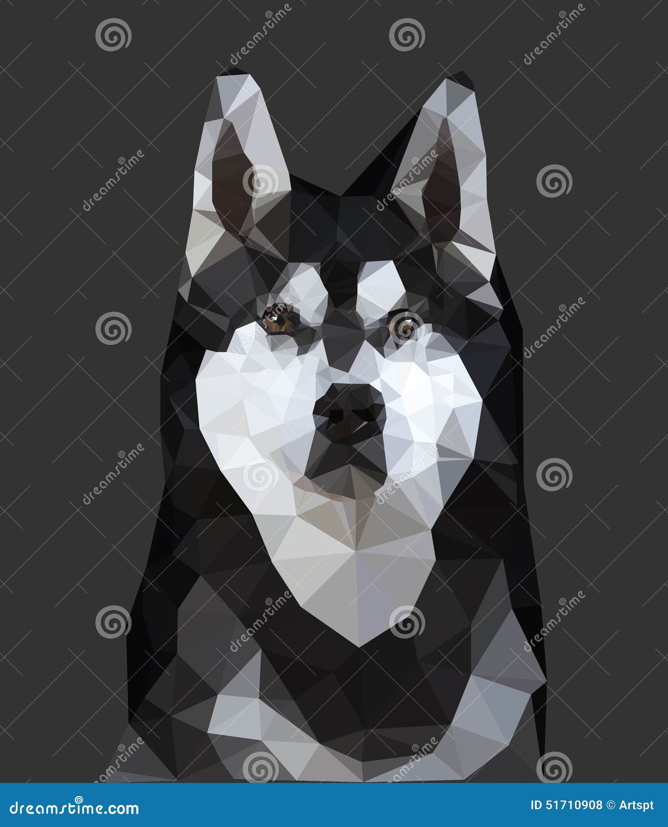 Husky Dog Low Poly stock illustration. Illustration of meadow - 51710908