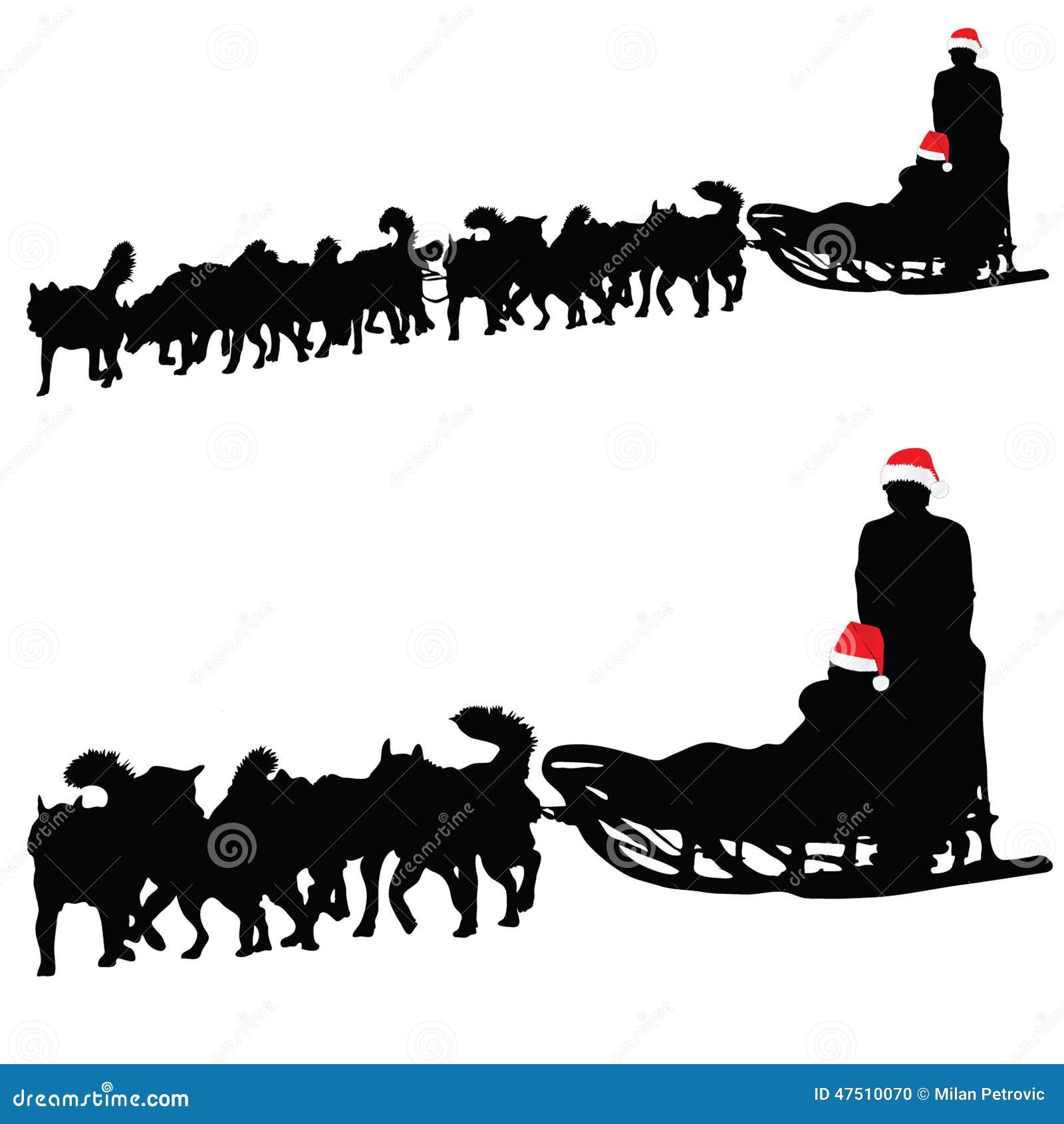 Dogs Pulling A Sled In Black Vector Silhouette | CartoonDealer.com ...