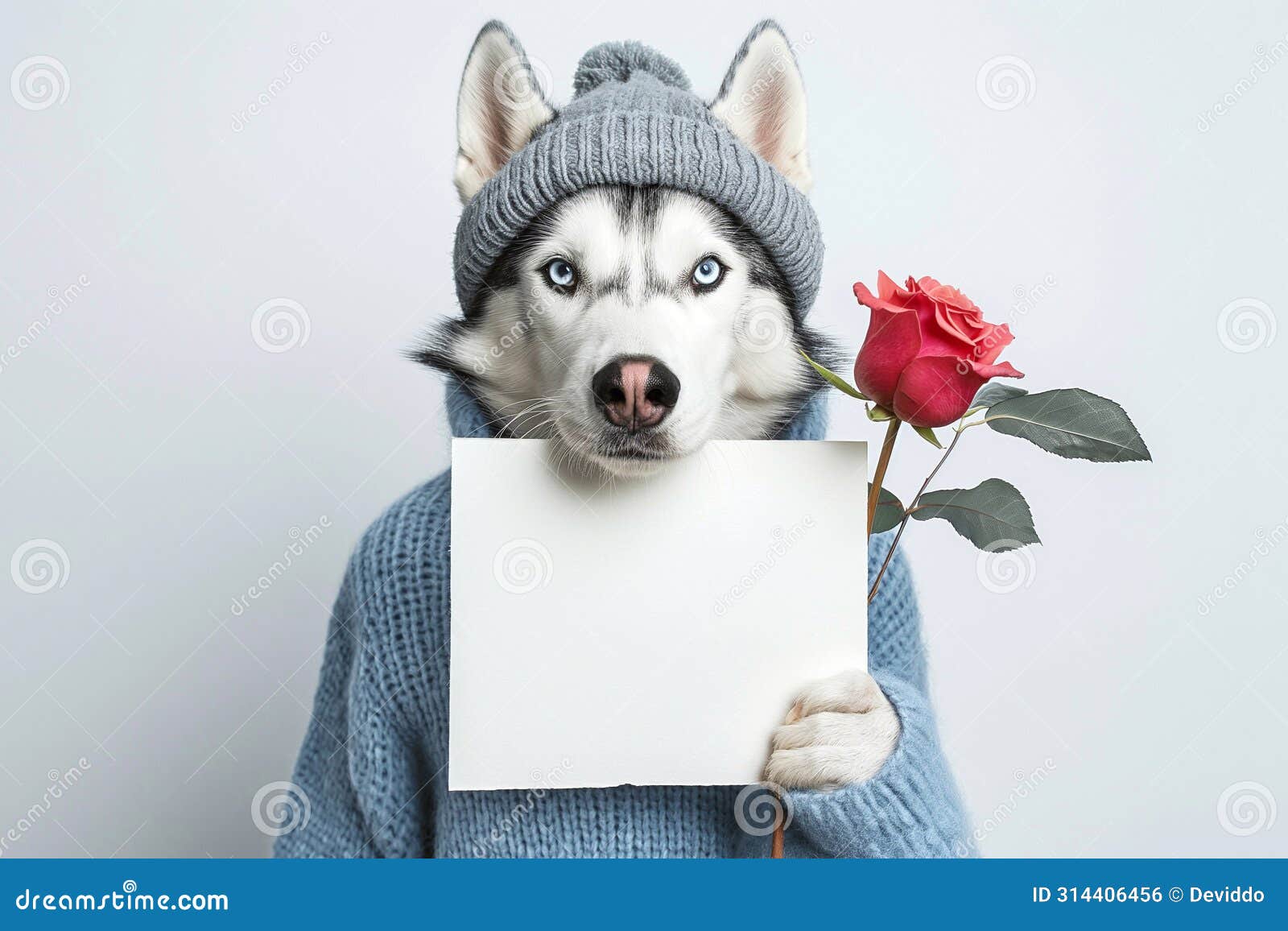 Husky dog with a sign stock illustration. Illustration of husky - 314406456