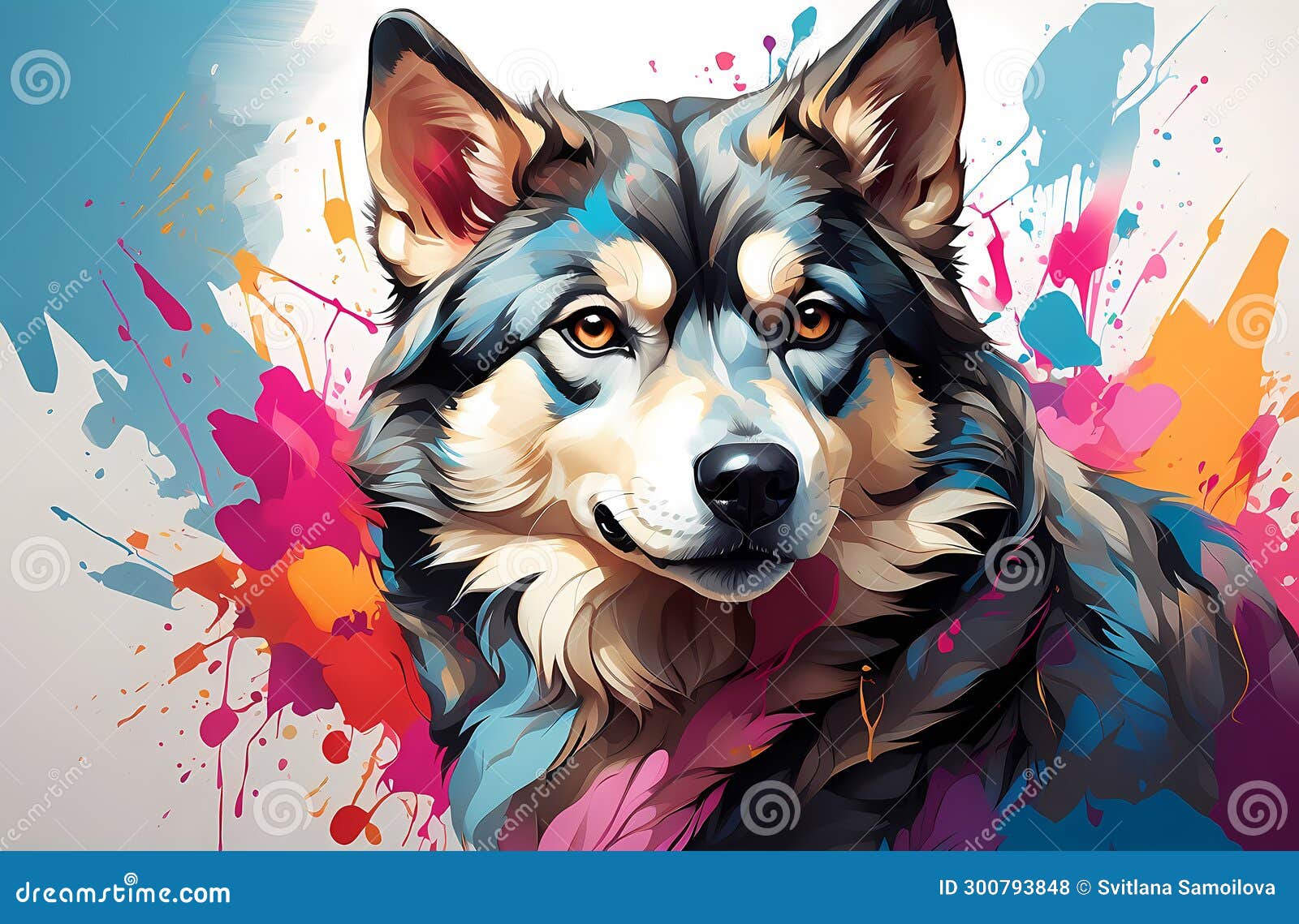 Husky Dog. Stylized Digital Illustration. Generative AI Stock ...