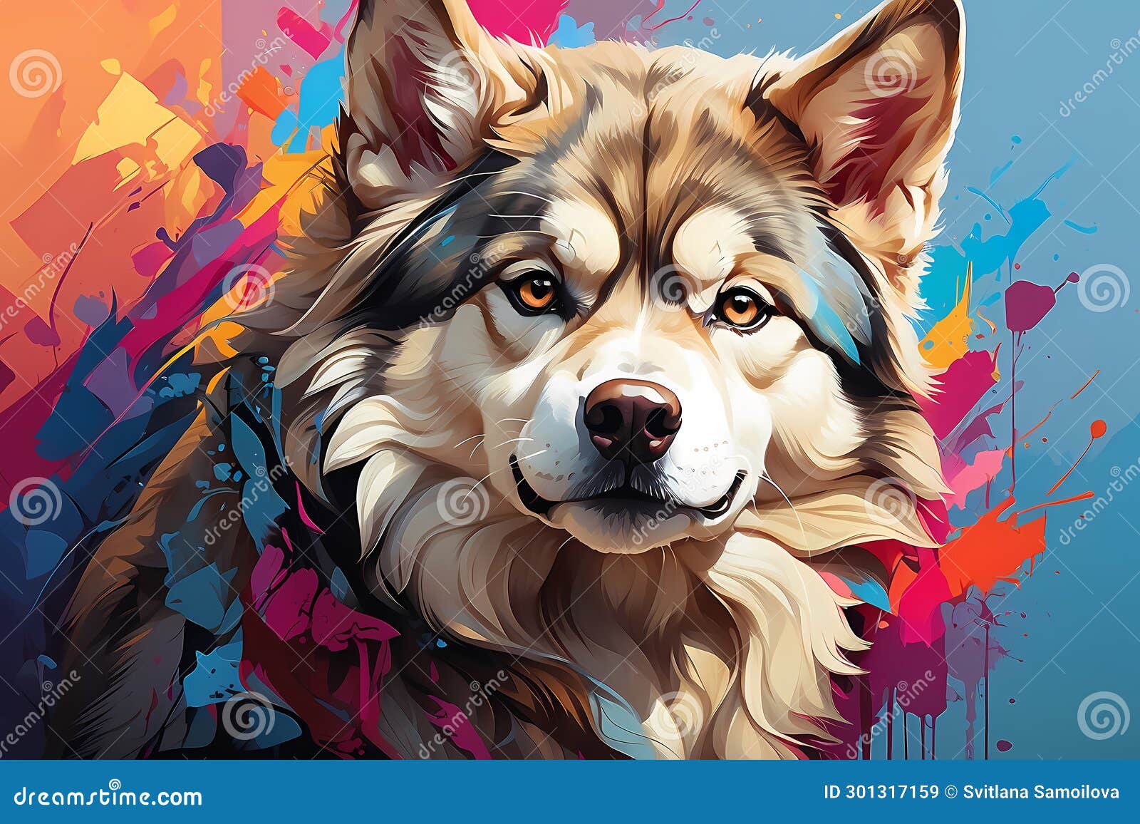 Husky Dog. Stylized Digital Illustration. Generative AI Stock Image ...