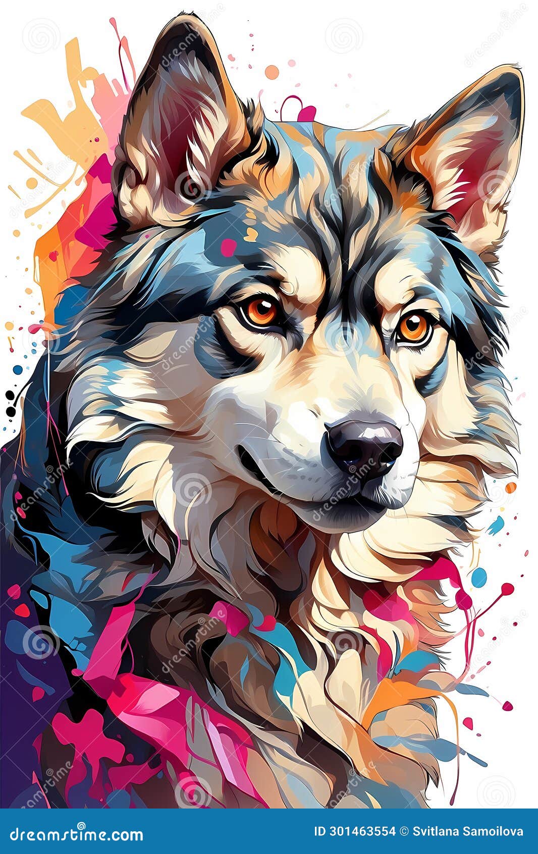 Husky Dog. Stylized Digital Illustration. Generative AI Stock ...