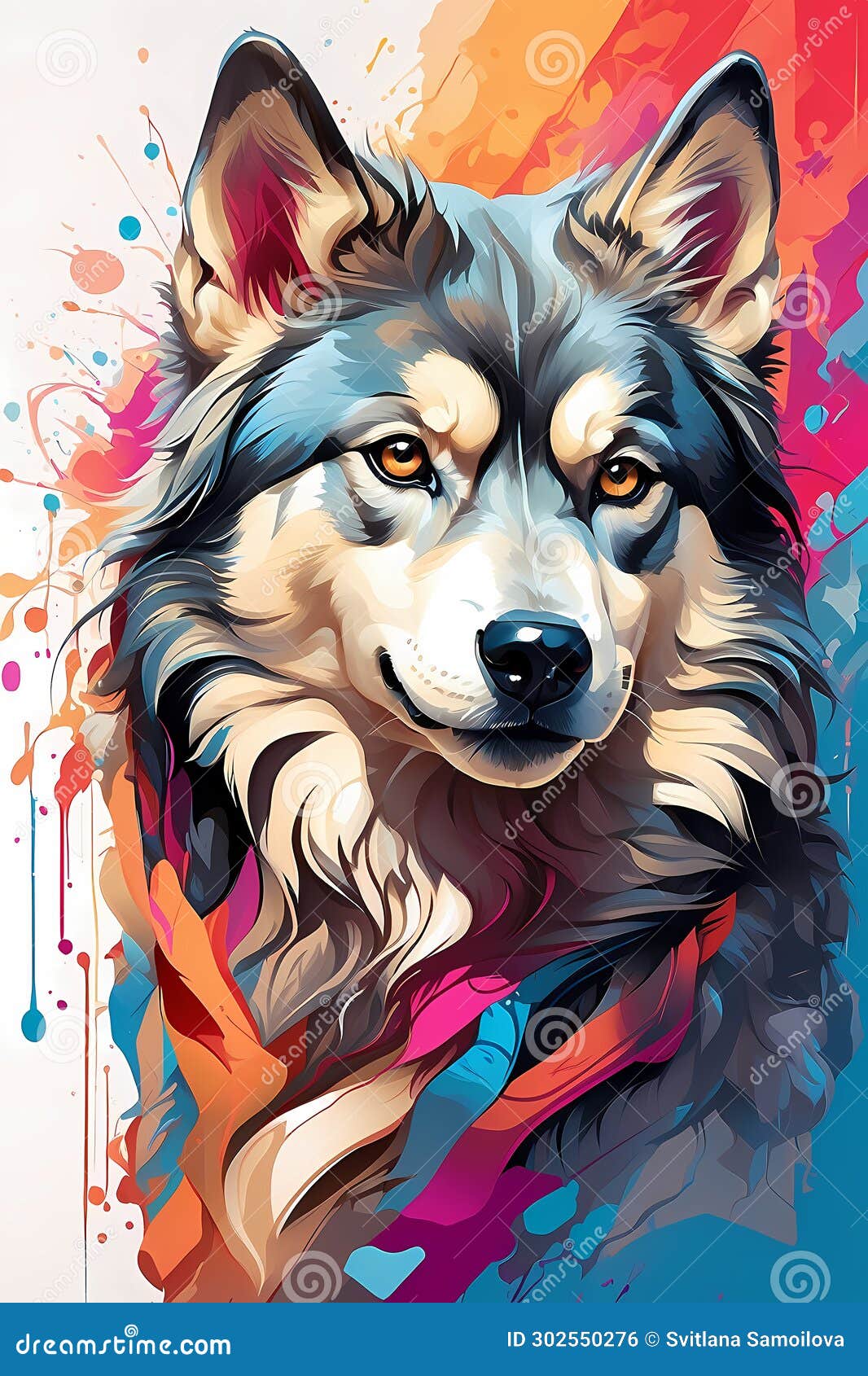 Husky Dog. Stylized Digital Illustration. Generative AI Stock ...