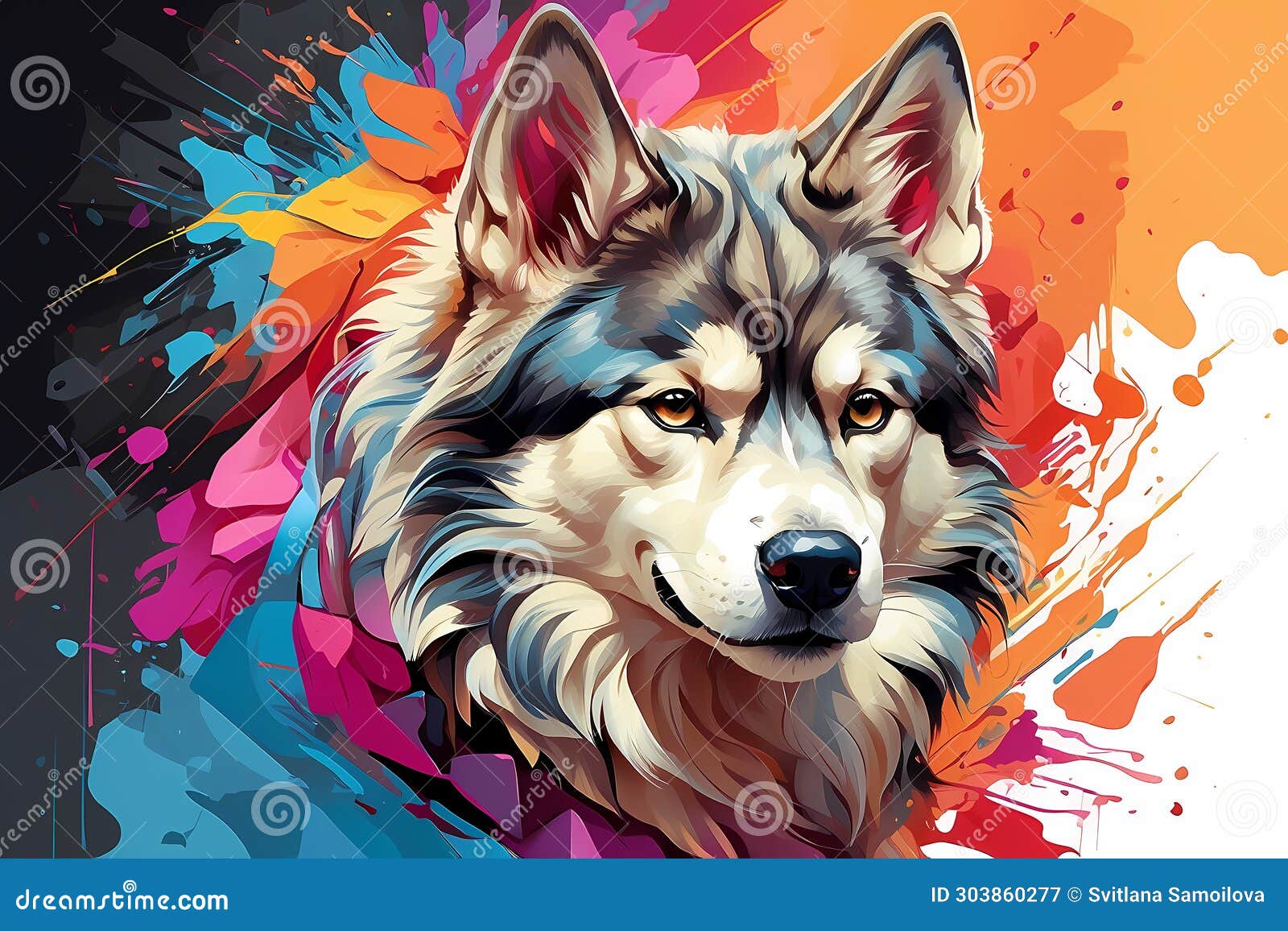 Husky Dog. Stylized Digital Illustration. Generative AI Stock ...