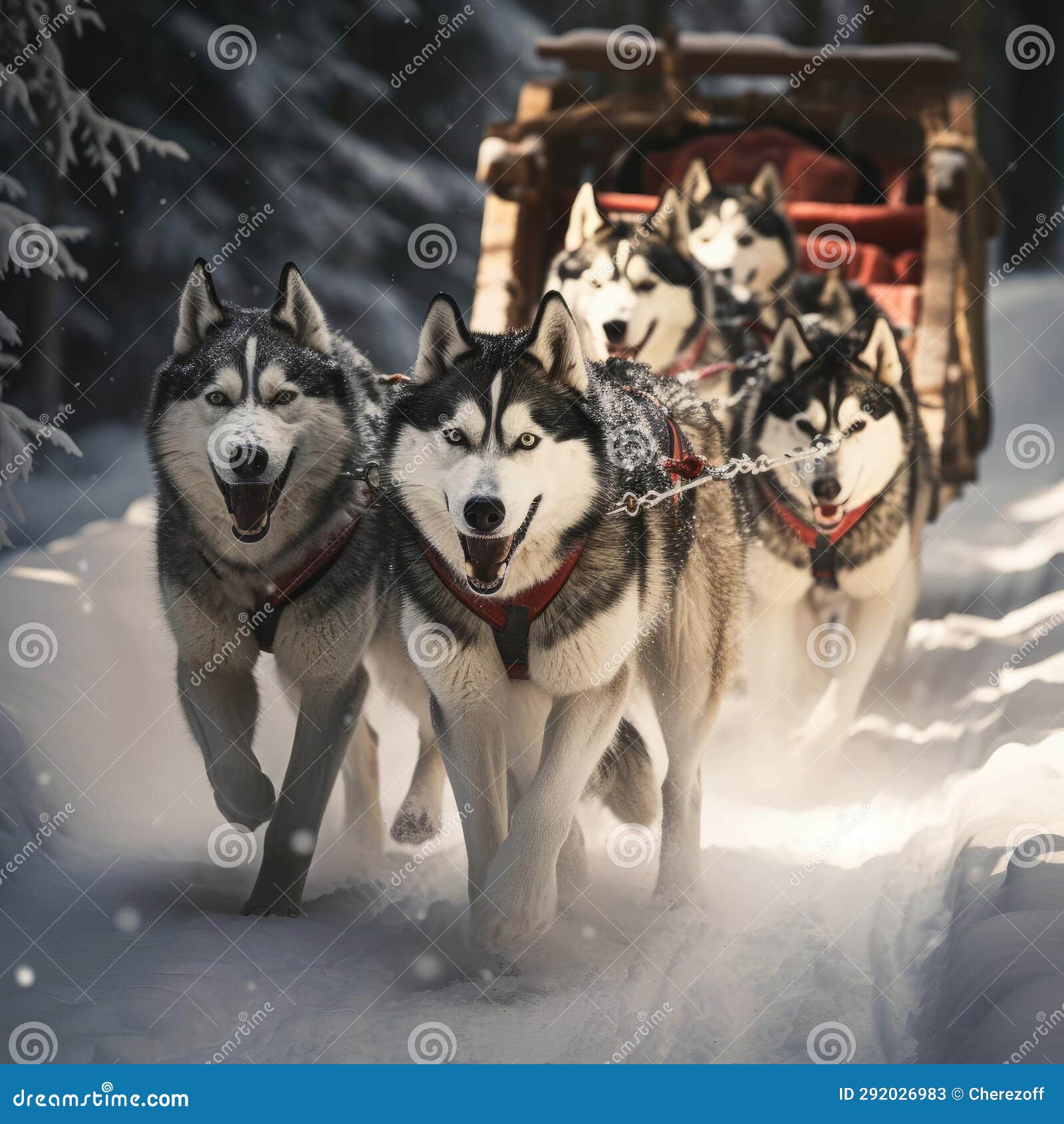 Husky dogs pulling a sled stock image. Image of arctic - 292026983