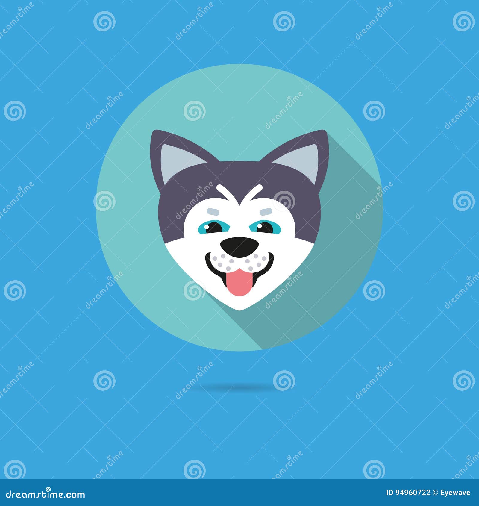 Husky Flat Design Vector Icon Stock Vector - Illustration of long ...