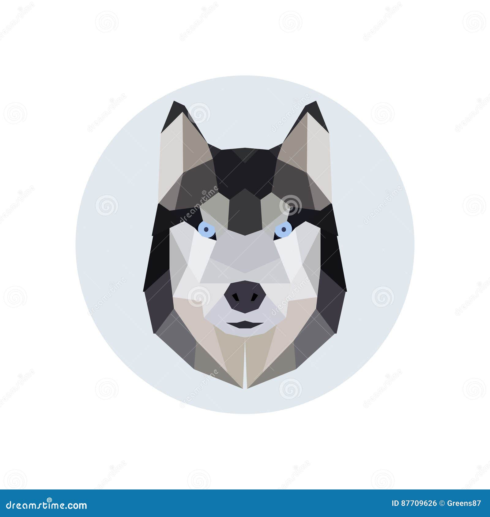 Husky Head Flat Logo Vector Set. Husky Dog Sledding. Dog Footprints On ...