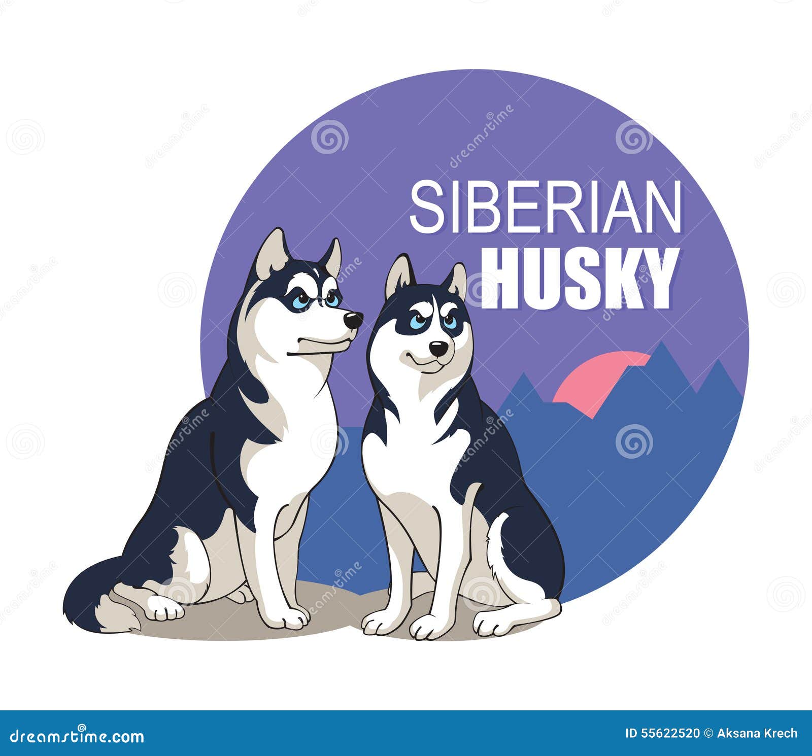 Husky Siberian stock vector. Illustration of couple, dogs - 55622520