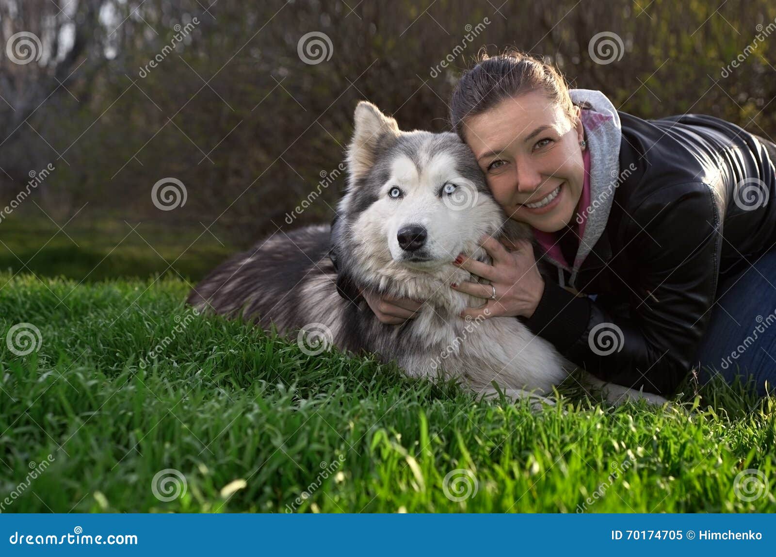 Husky Woman Walks in the Park Stock Image - Image of girl, looking ...