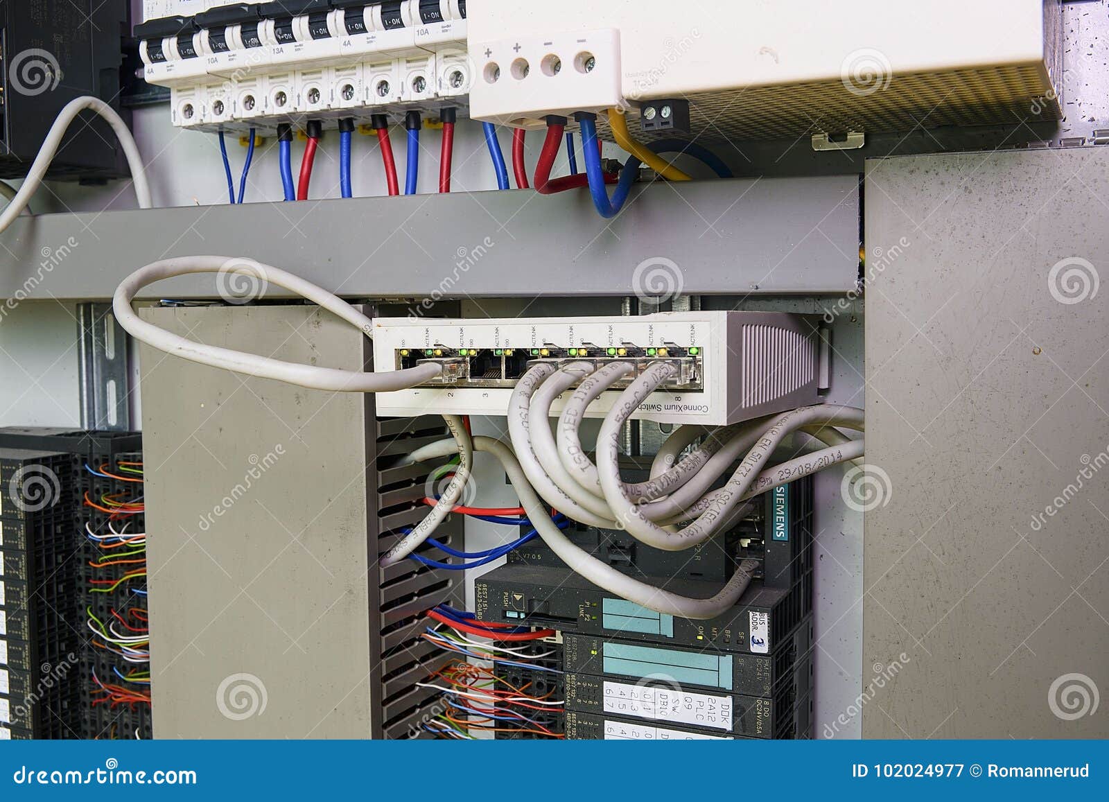 Image Shows Control Cubicle. Schneider Multimode Fiber Switch and ...