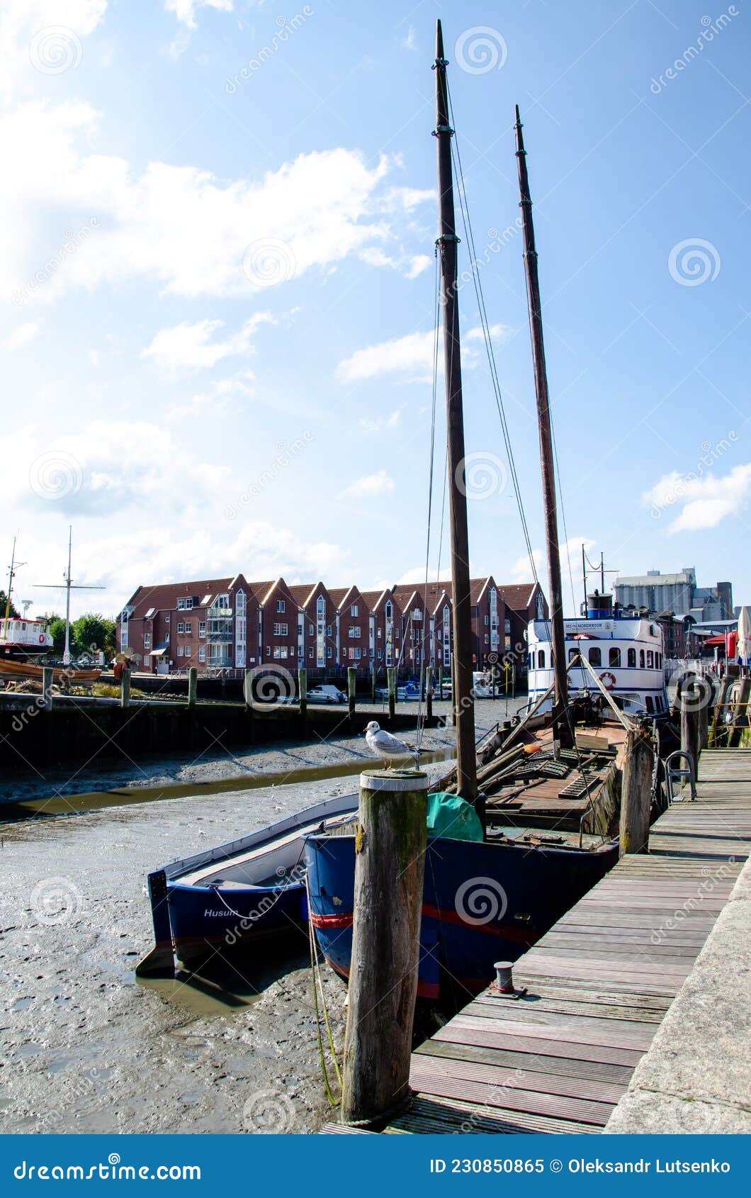 Husum, Germany - August 30, 2021: Husum Harbor Husumer Hafen at Low ...