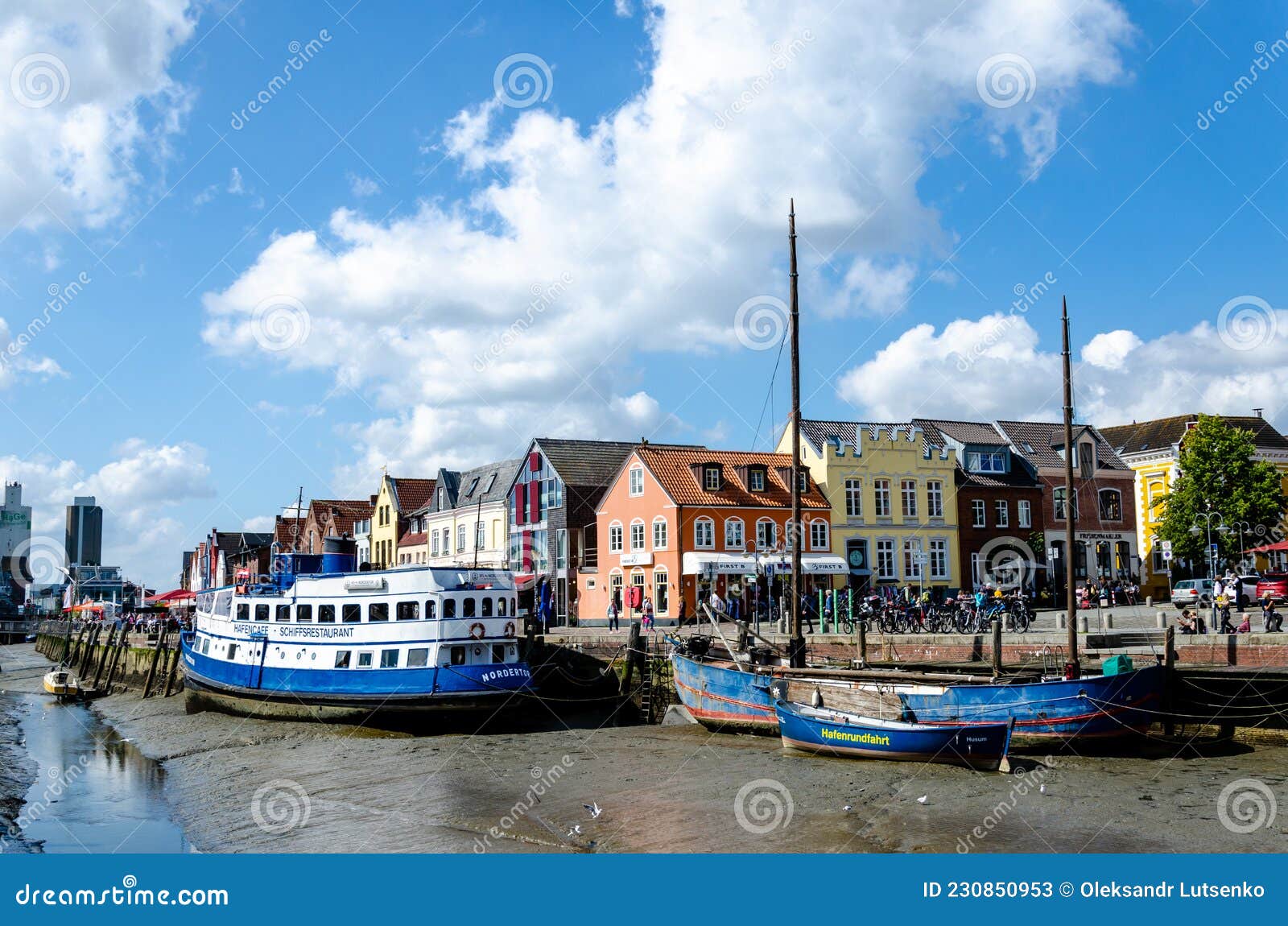 Husum, Germany - August 30, 2021: Husum Harbor Husumer Hafen at Low ...