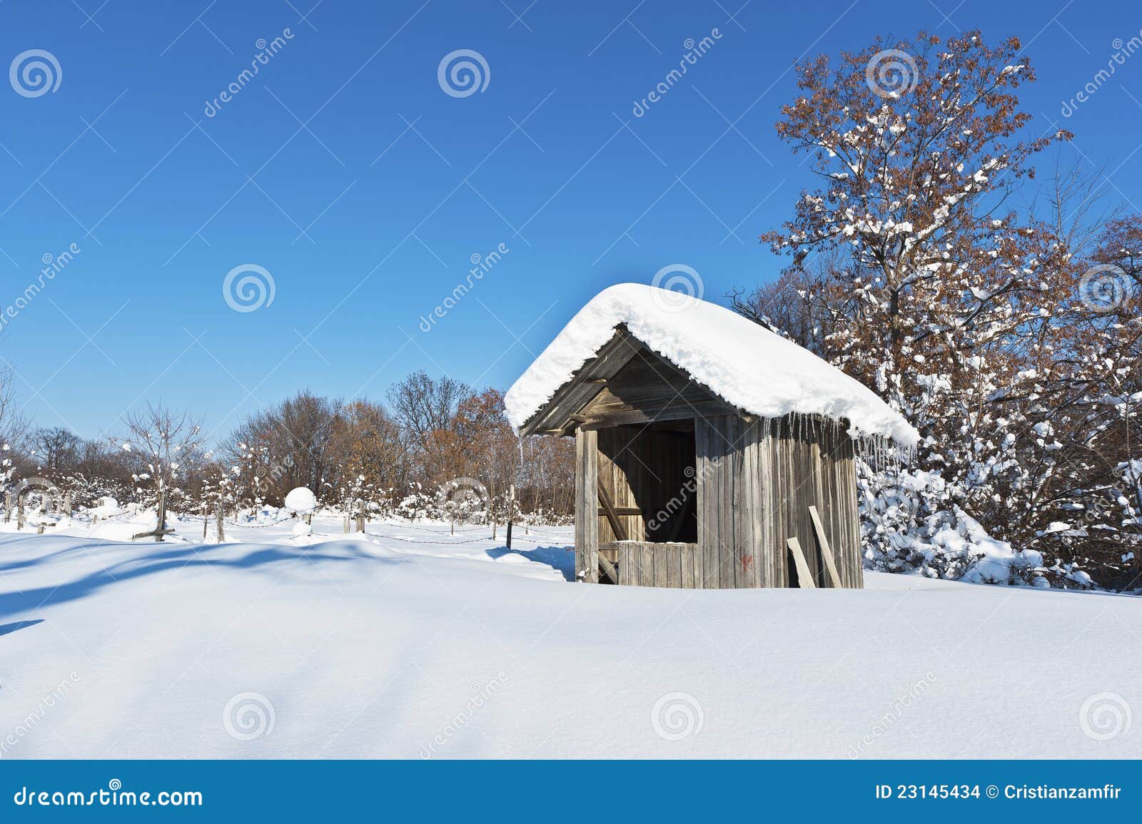 A hut covered with snow stock photo. Image of north, cover - 23145434
