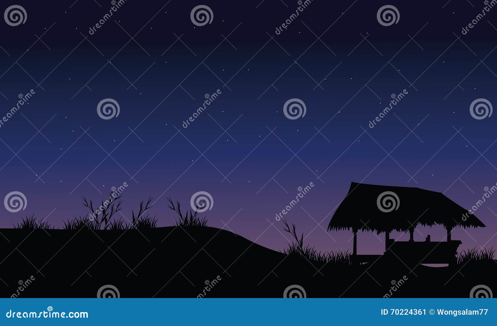 Hut in field scenery stock vector. Illustration of outdoor - 70224361