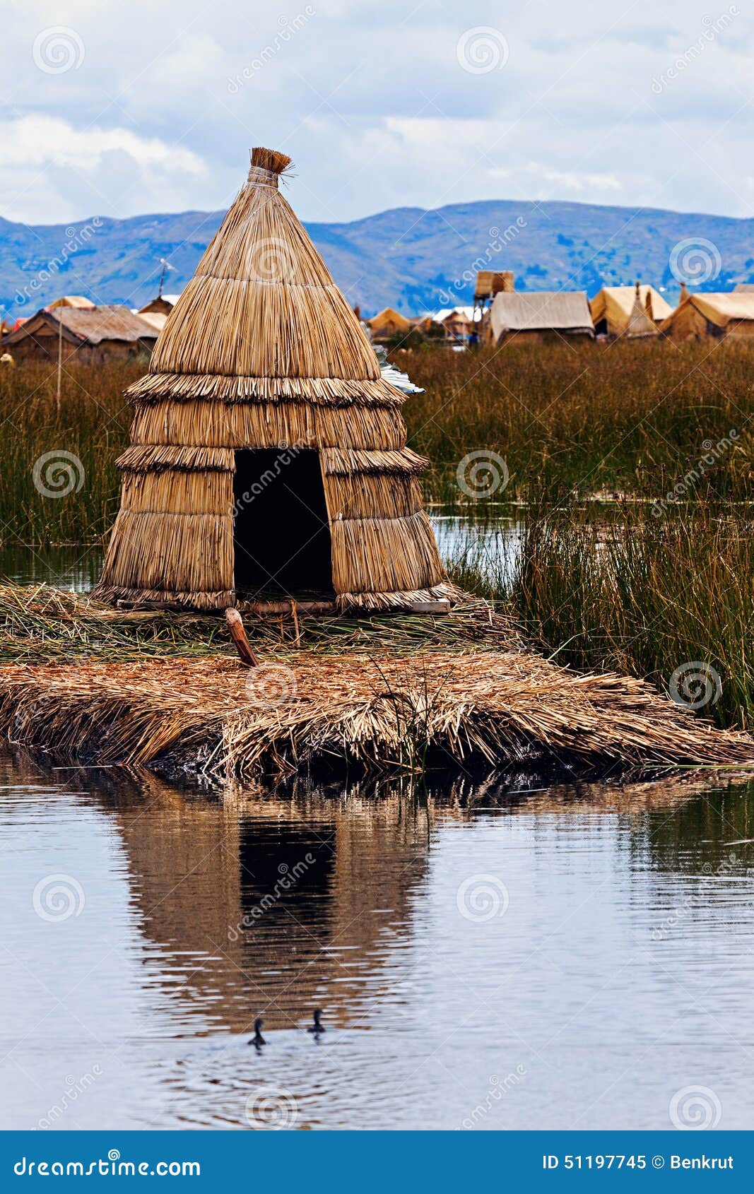 Hut on Floating Islands stock image. Image of peru, tourist - 51197745