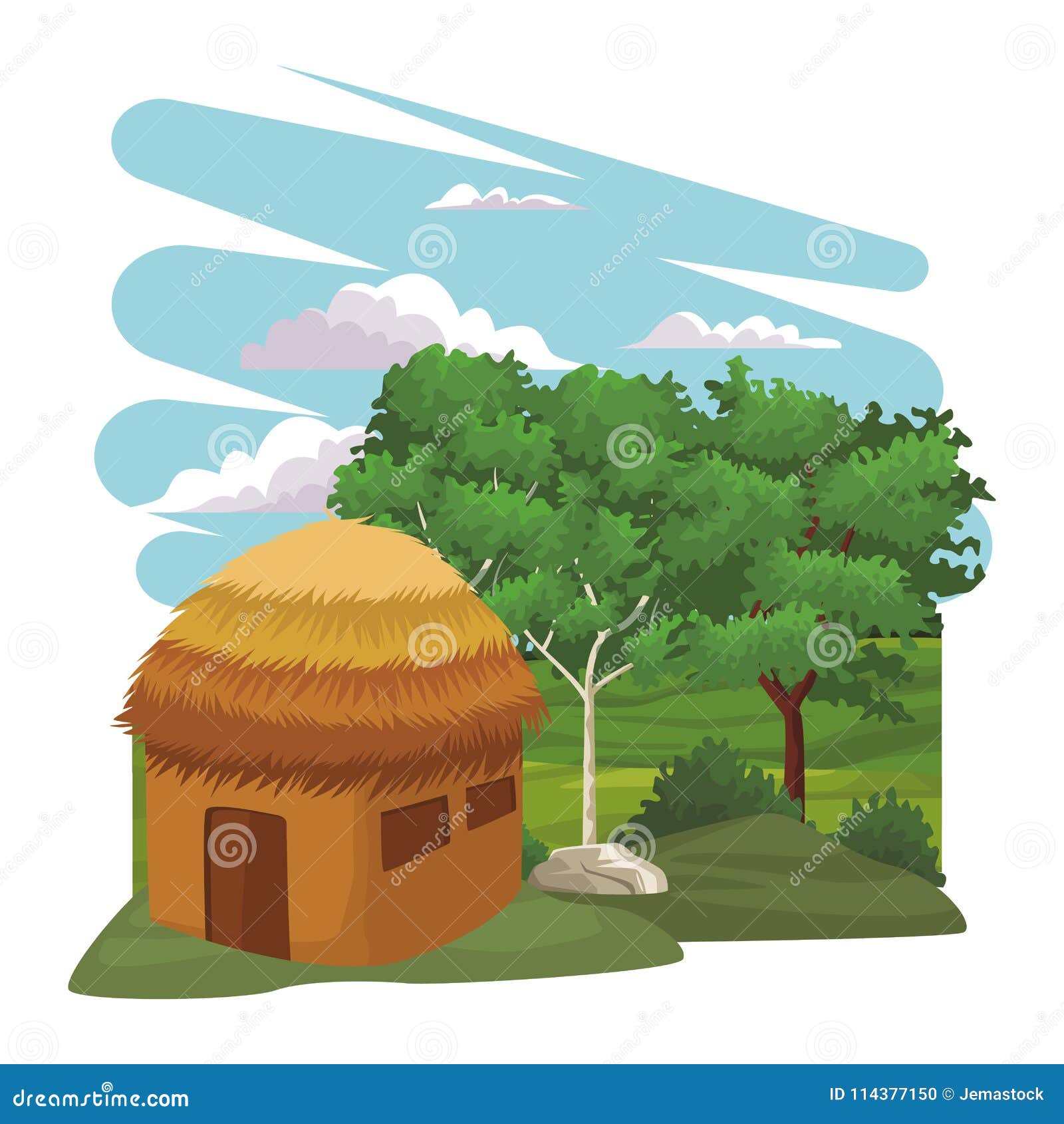 Hut in the forest stock vector. Illustration of outdoor - 114377150