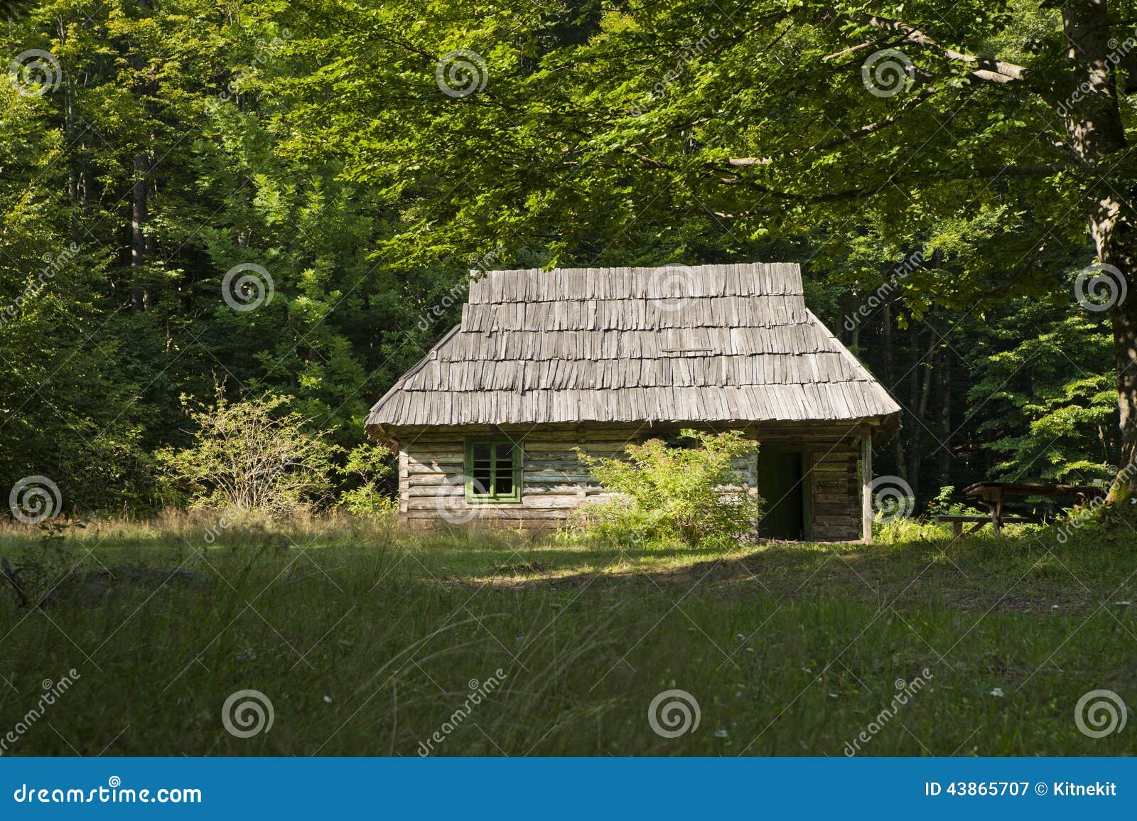 Hut in a forest stock image. Image of architecture, glade - 43865707