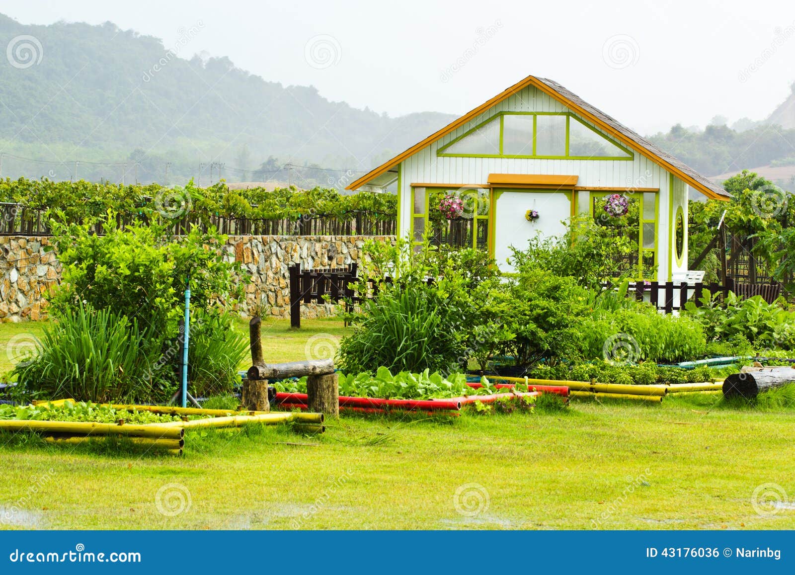 Hut stock photo. Image of lodge, cabin, forest, garden - 43176036
