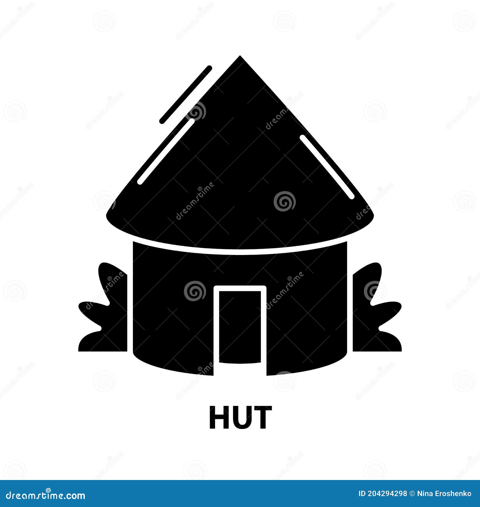 Hut Icon, Black Vector Sign with Editable Strokes, Concept Illustration ...
