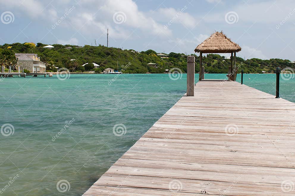 Hut on jetty stock photo. Image of long, vacation, antigua - 21443638