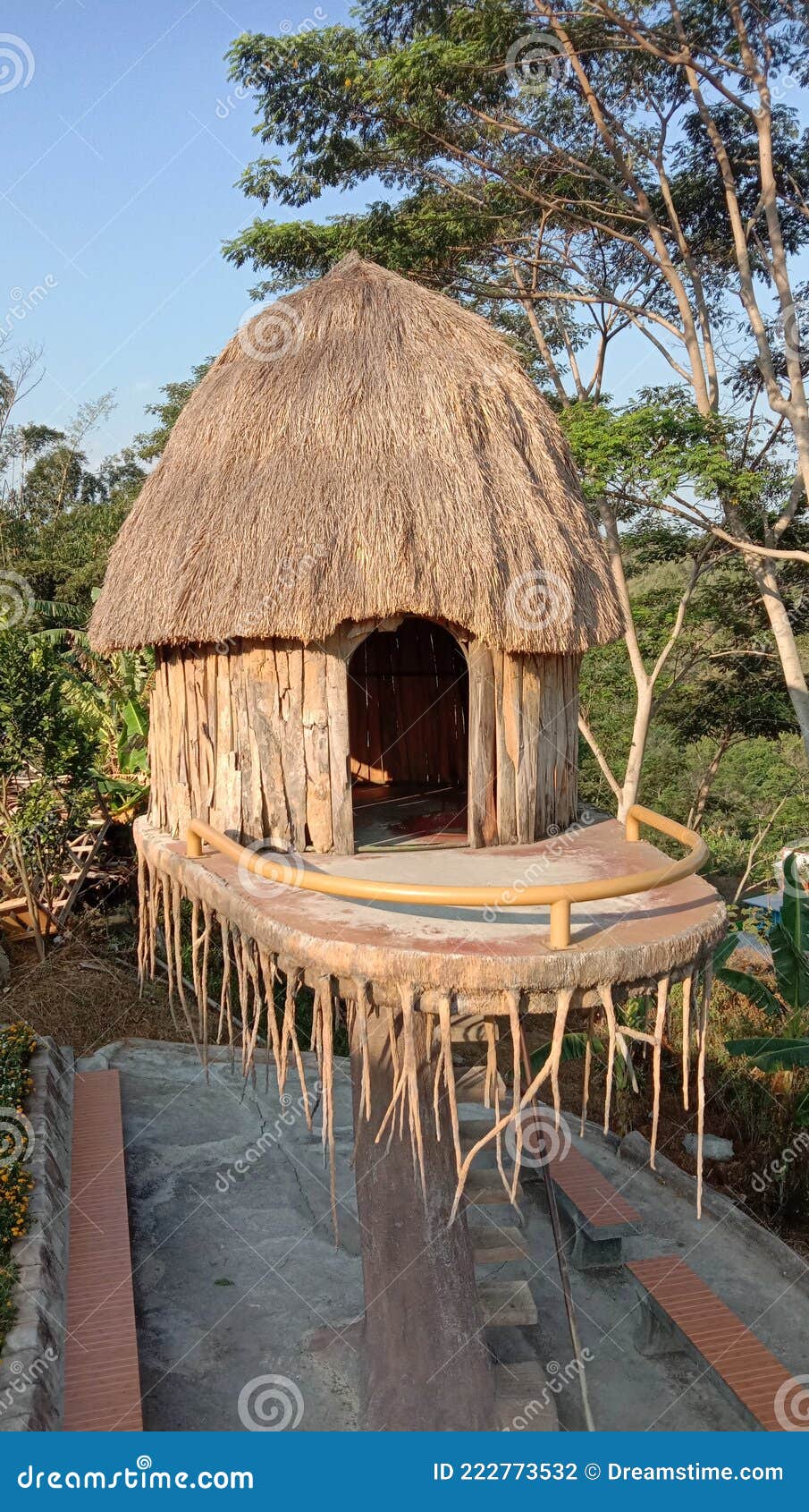 The hut in the jungle stock photo. Image of shack, house - 222773532