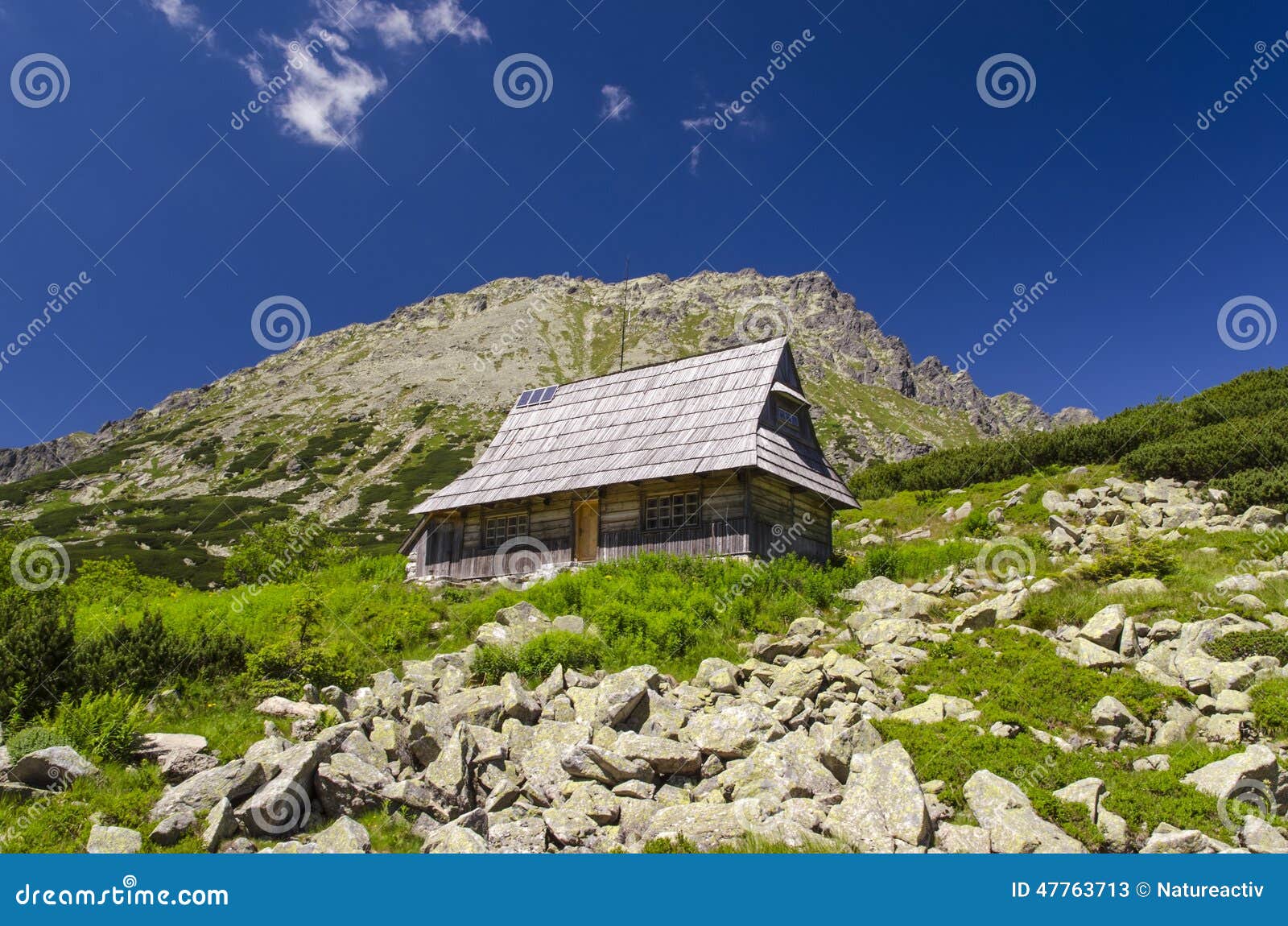 Hut in mountains. stock image. Image of travel, mountains - 47763713