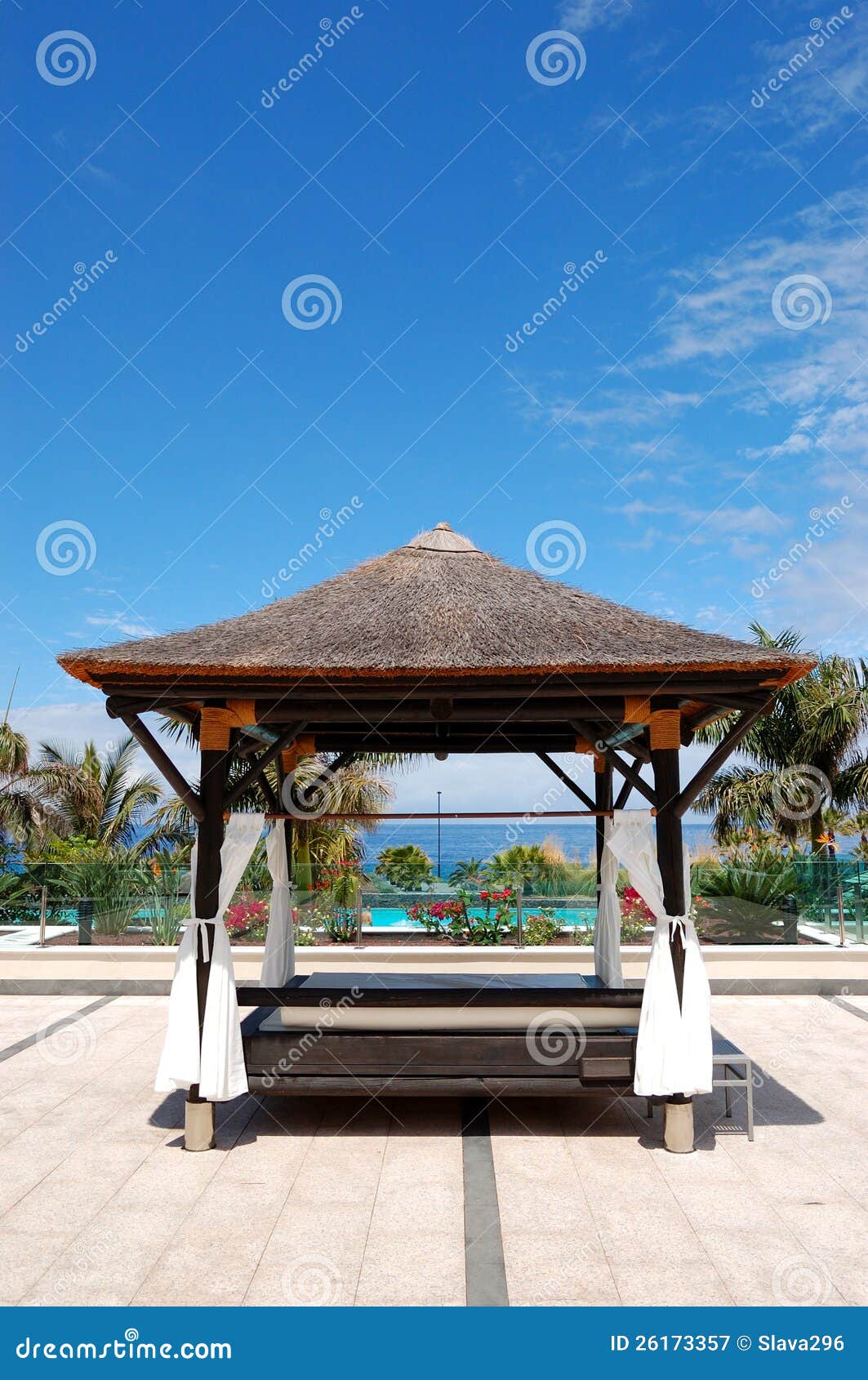 Hut Near Beach and Swimming Pool Stock Image - Image of beautiful ...