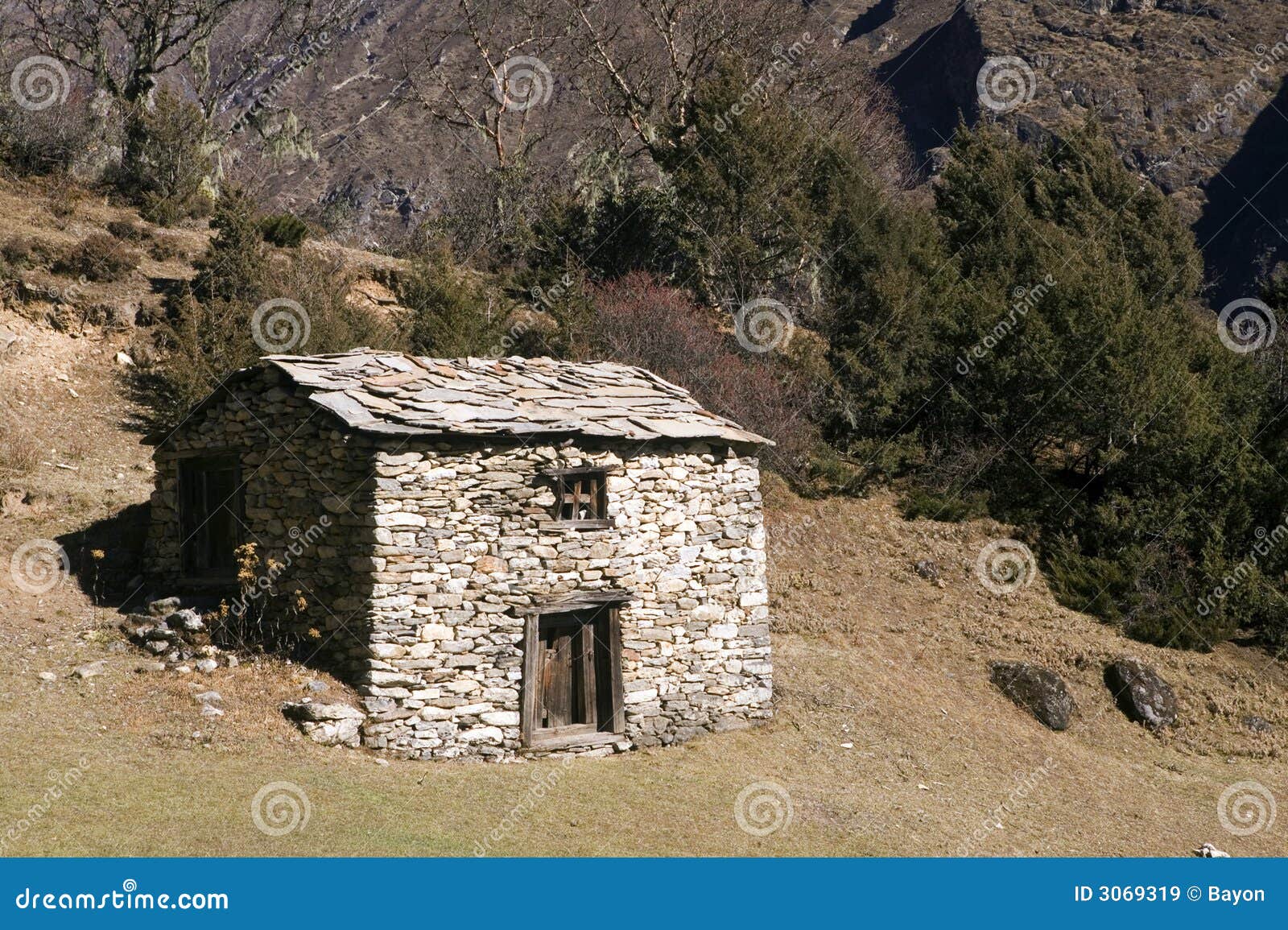 A hut in Nepal stock image. Image of village, asia, mountain - 3069319