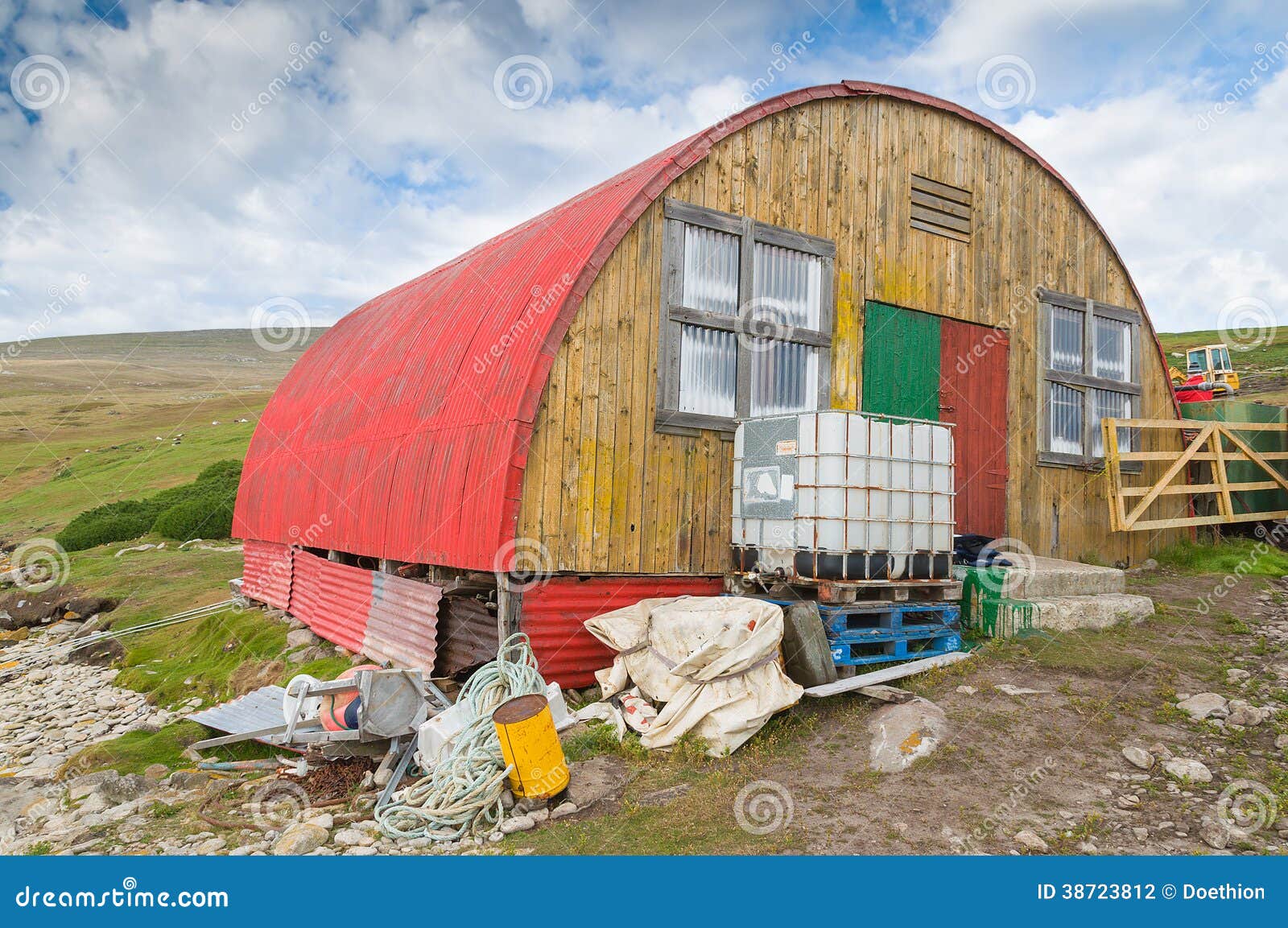 Hut with Red Corrugated Iron Roof. Stock Photo - Image of rural ...
