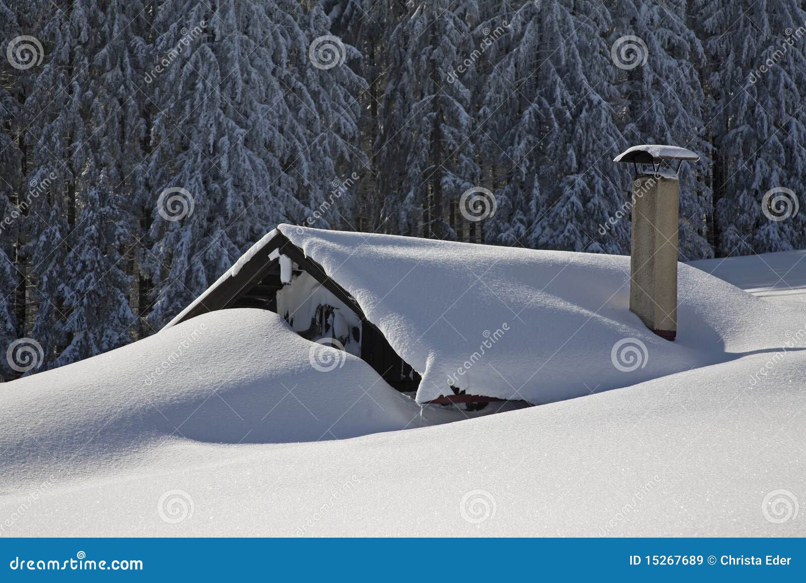 Hut and snow stock image. Image of clouds, landscape - 15267689