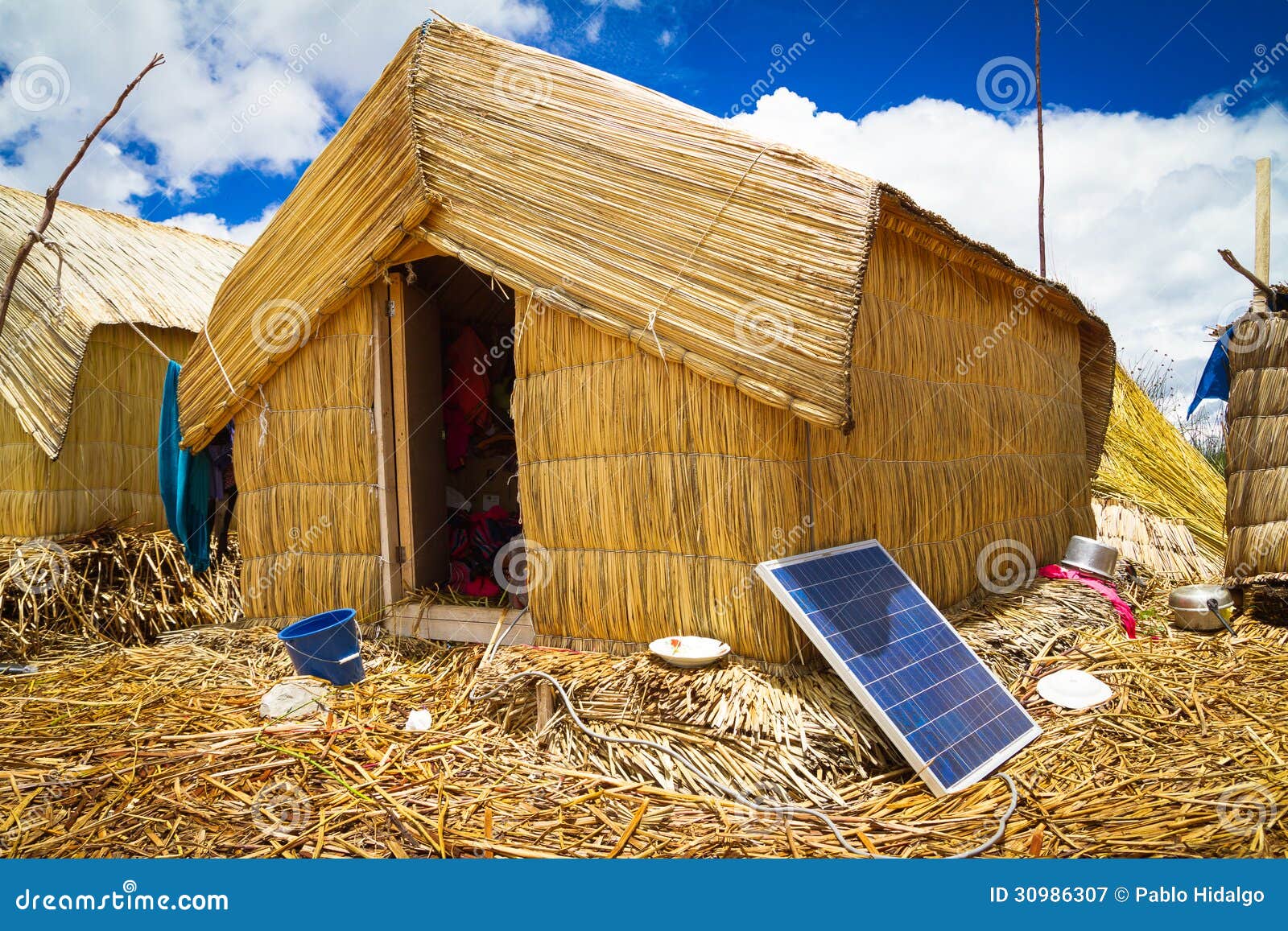 Hut with Solar Panels, Regenerative Energy System Stock Image - Image ...