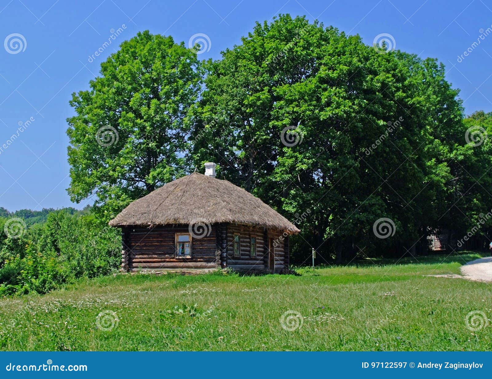A Hut with a Thatched Roof. Stock Image - Image of biome, field: 97122597