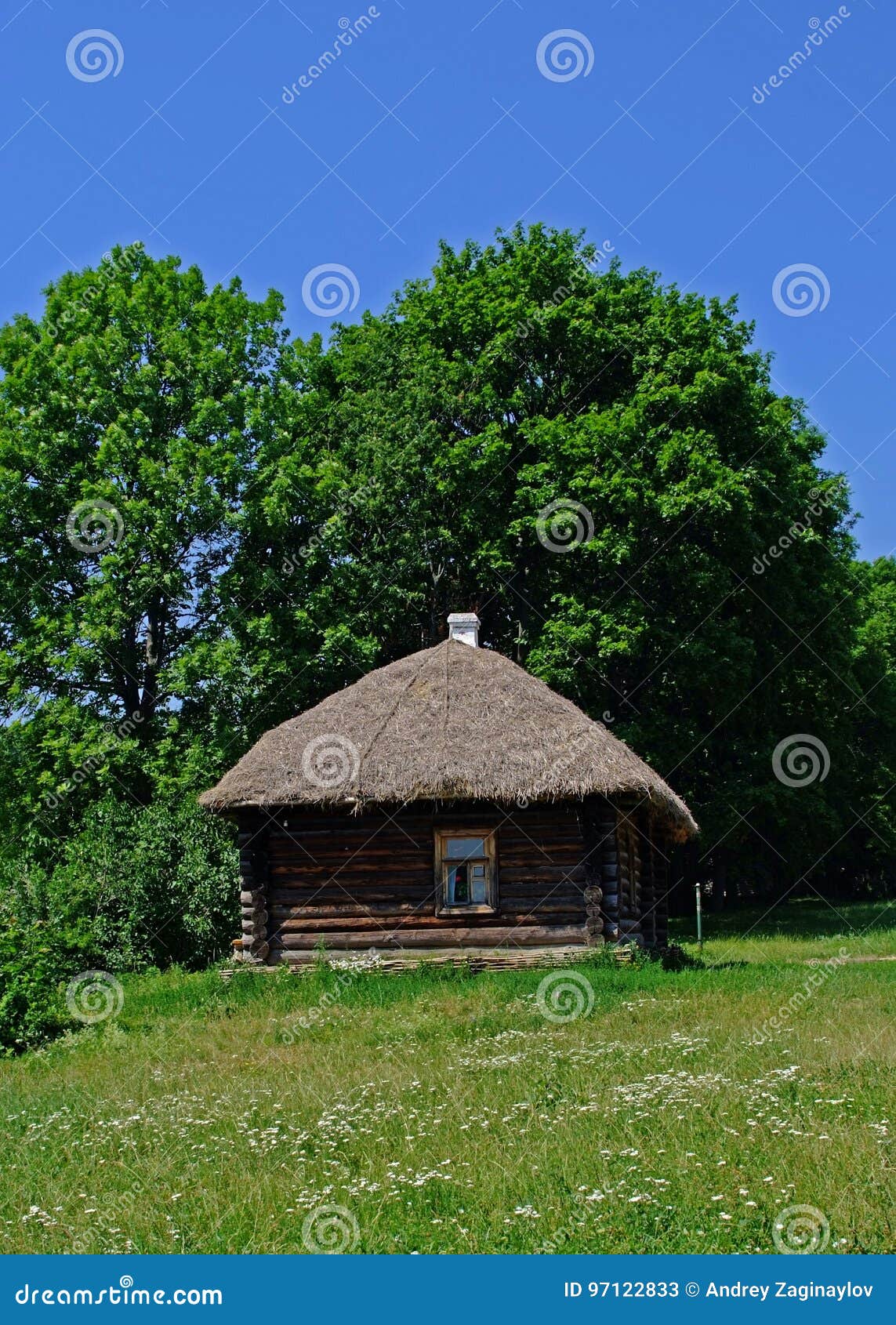 A Hut with a Thatched Roof. Stock Image - Image of meadow, yasnaya ...