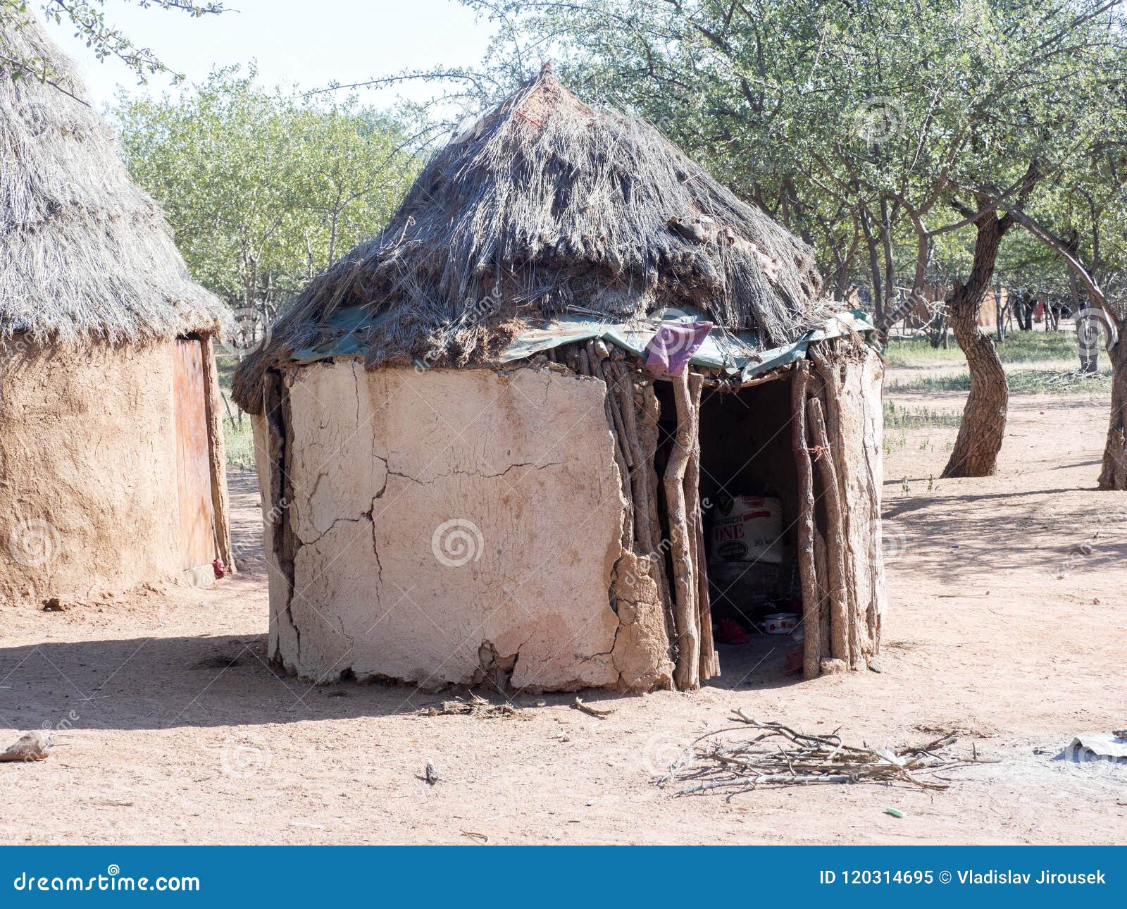 Hut of the Tribe of Himba, Northern Namibia Stock Image - Image of ...
