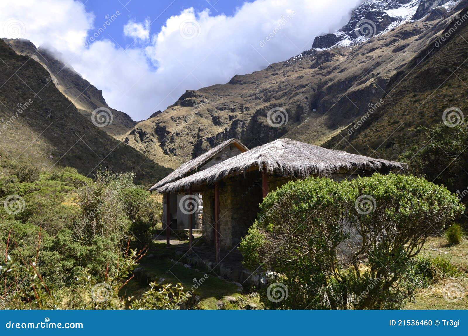 Hut with a View of Mountains Range Stock Photo - Image of building ...