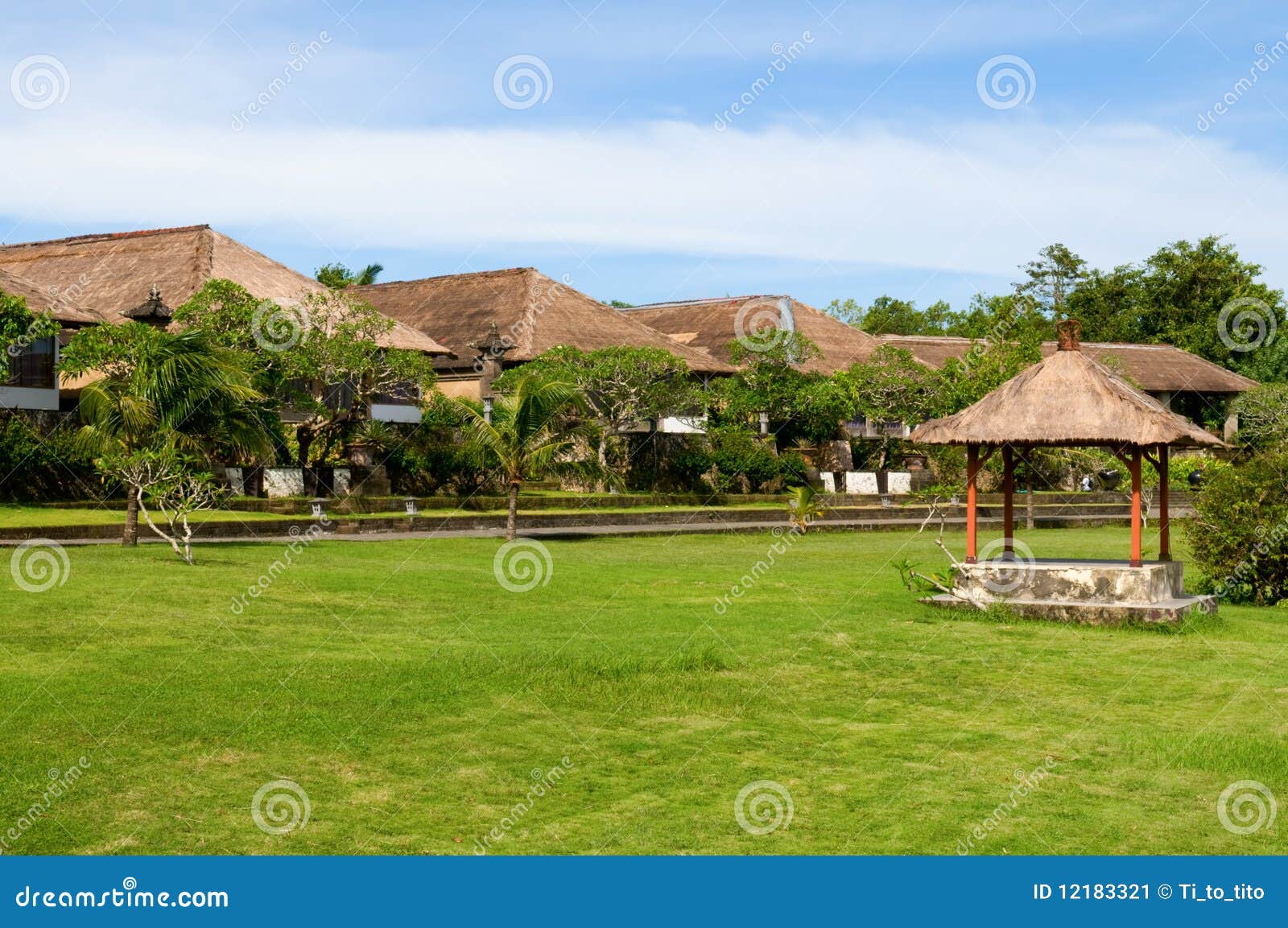 Hut and villa over field stock image. Image of valley - 12183321