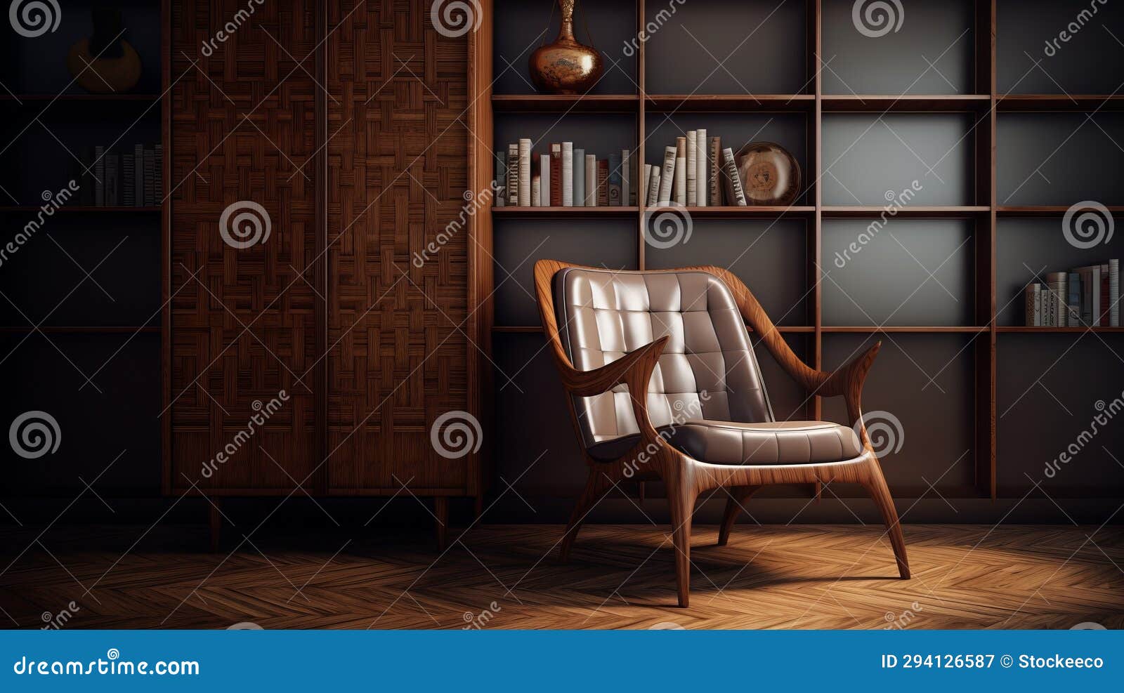 Luxuriant Texture-rich Lounge Chair in Mid-century Style Stock ...