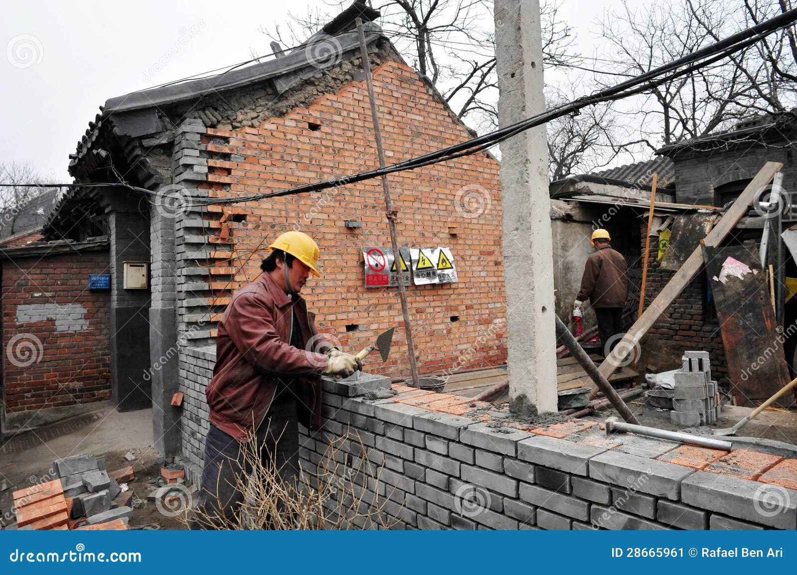 Chinese Builders Working In Process Editorial Image | CartoonDealer.com ...